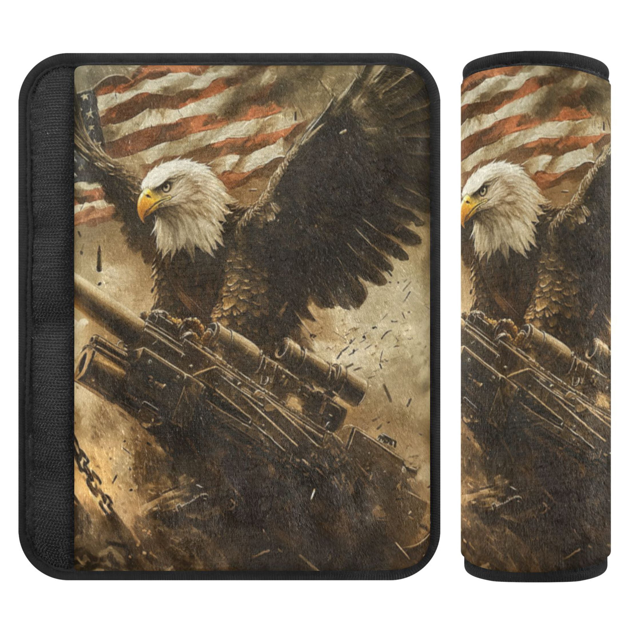 Qxltty Bald Eagle Cannon Car Seat Strap Pads are Soft and Snug Fitting ...
