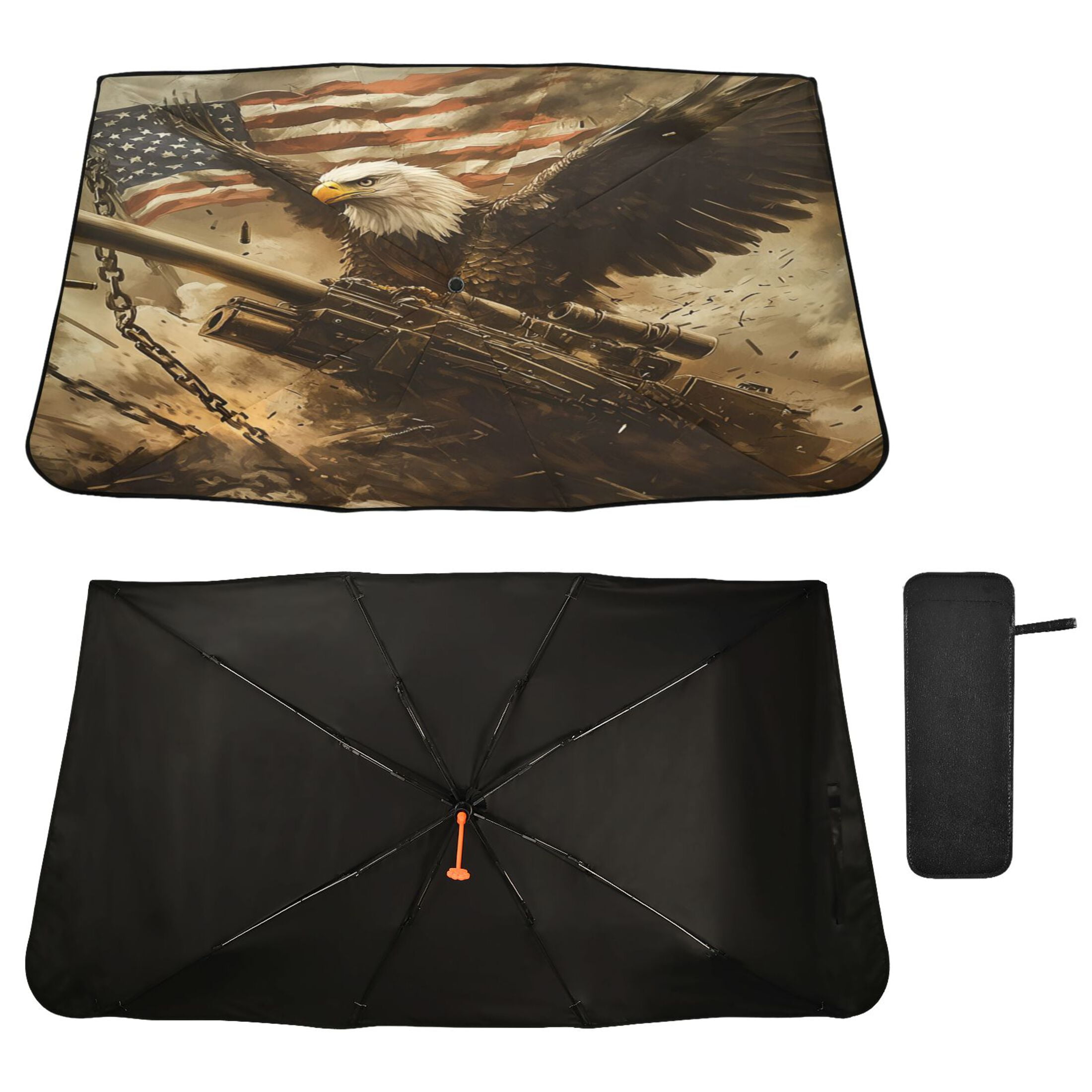 Qxltty Bald Eagle Cannon Windshield Sun Shade Umbrella Protect Car from ...