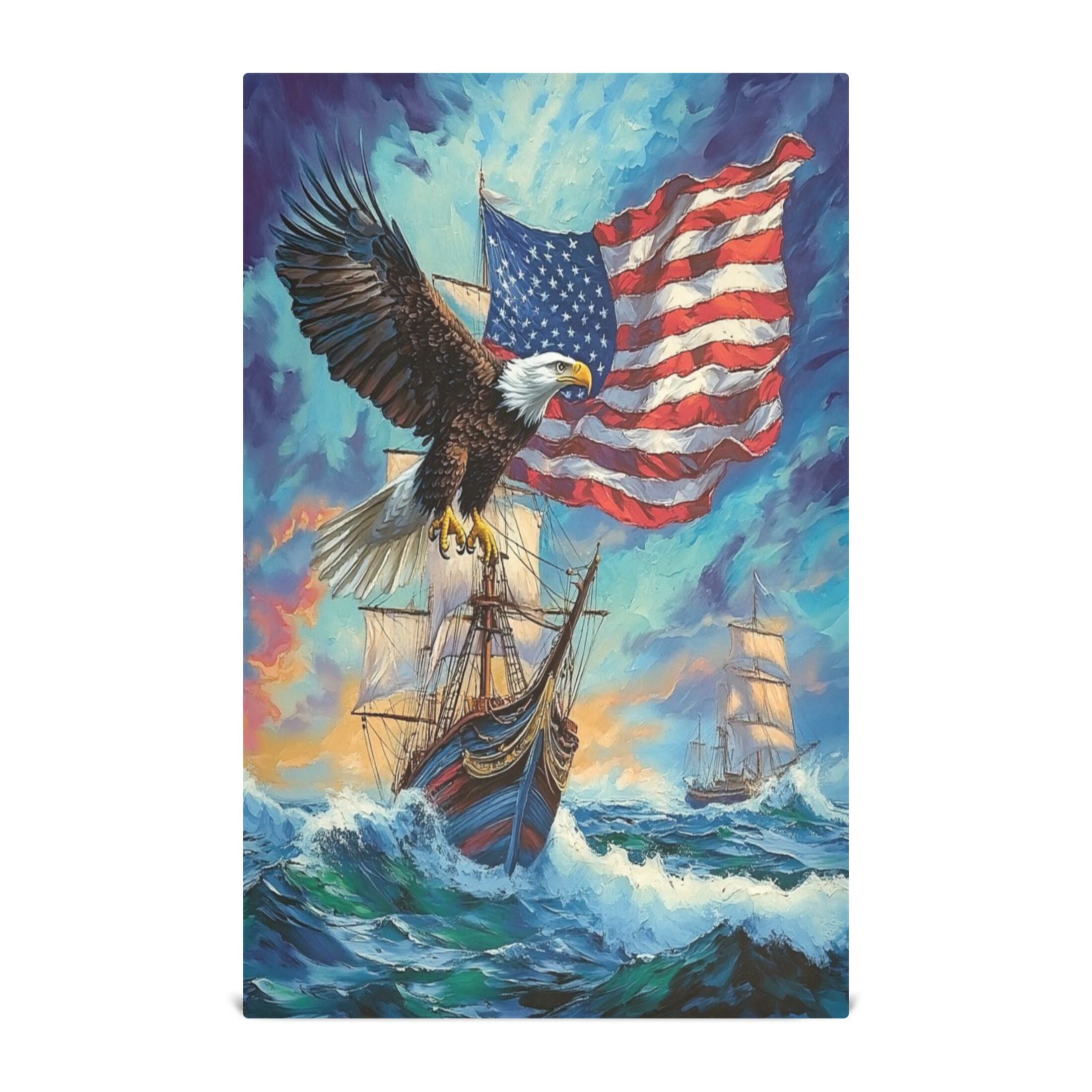 Qxltty Bald Eagle Sailboat Kitchen Towels 28 x 18 Inch Set of 6 Soft ...