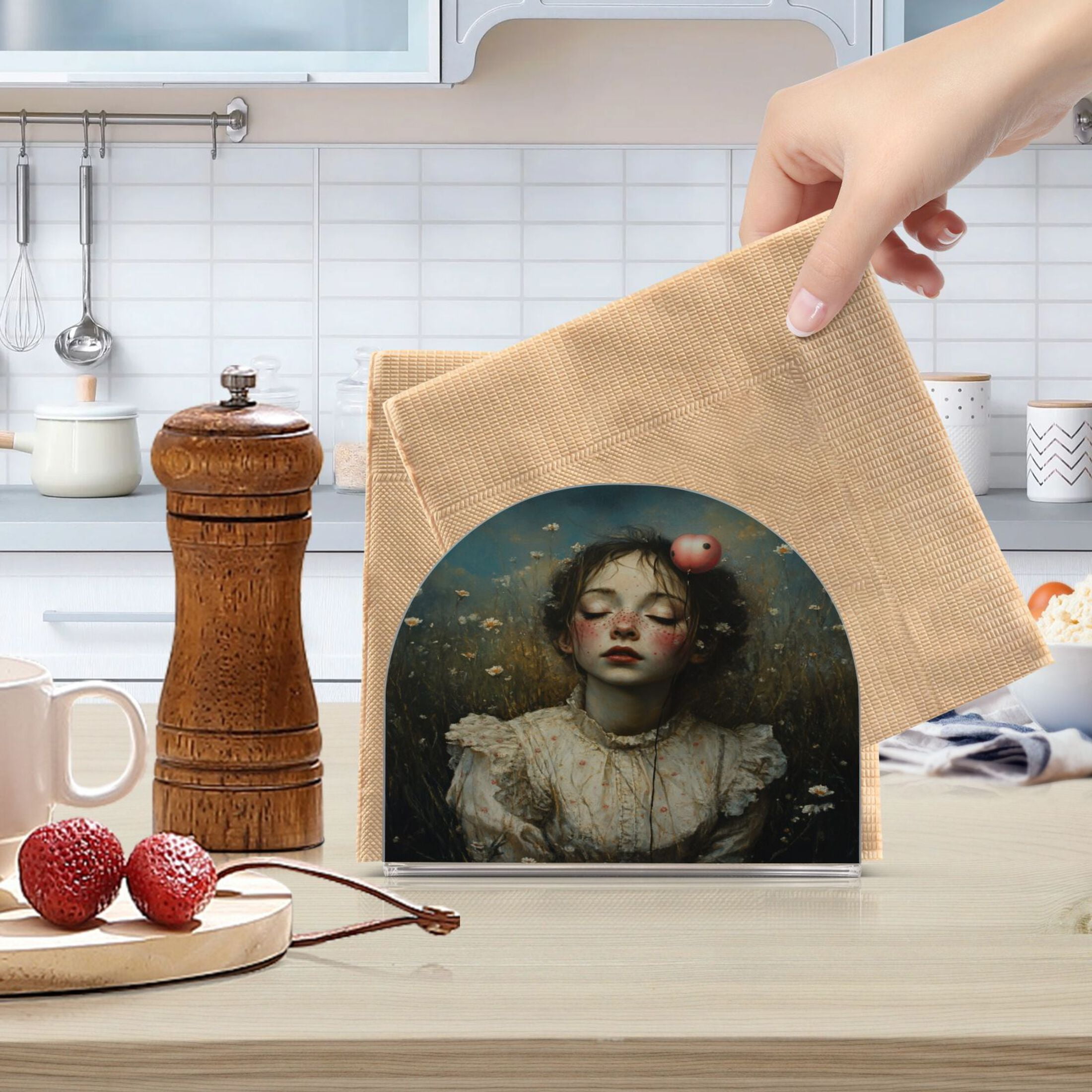 Qxltty Beautiful Lass Acrylic Napkin Holder Set of 2 Transparent Dining ...