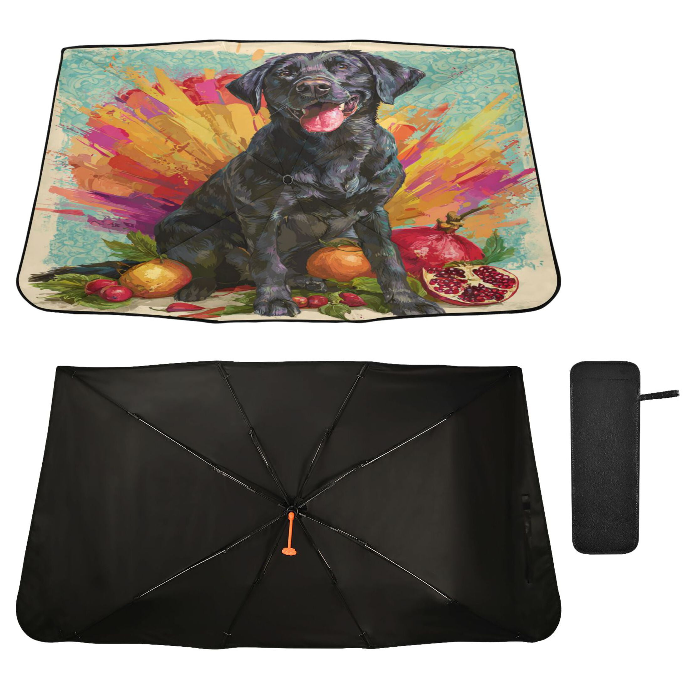 Qxltty Black Labrador Windshield Sun Shade Umbrella Protect Car from ...