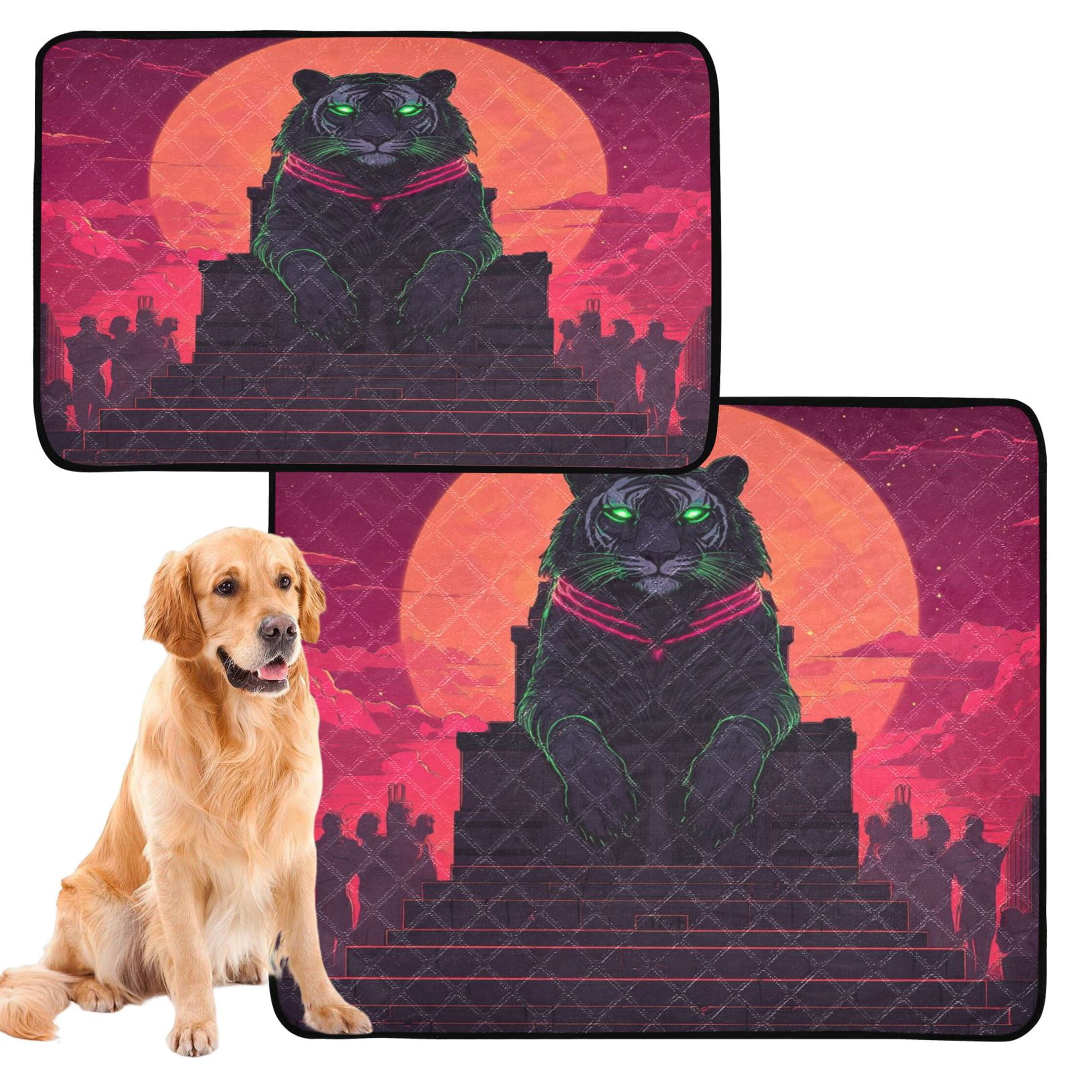 Qxltty Black Tiger with Glowing Green Eyes Cat litter Pads Pet Set of 2 ...