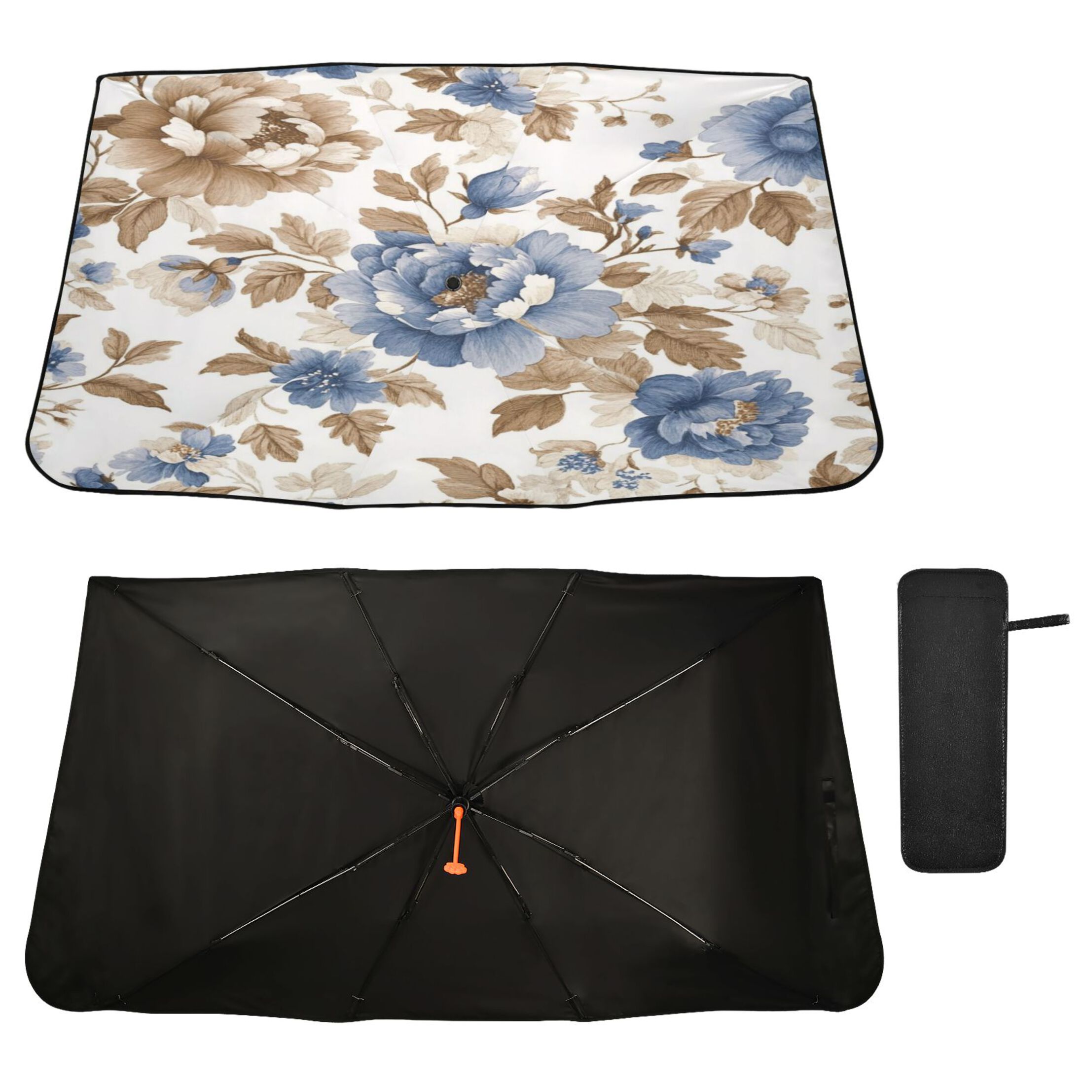 Qxltty Blue Peonies Dead Leaves Windshield Sun Shade Umbrella Protect ...