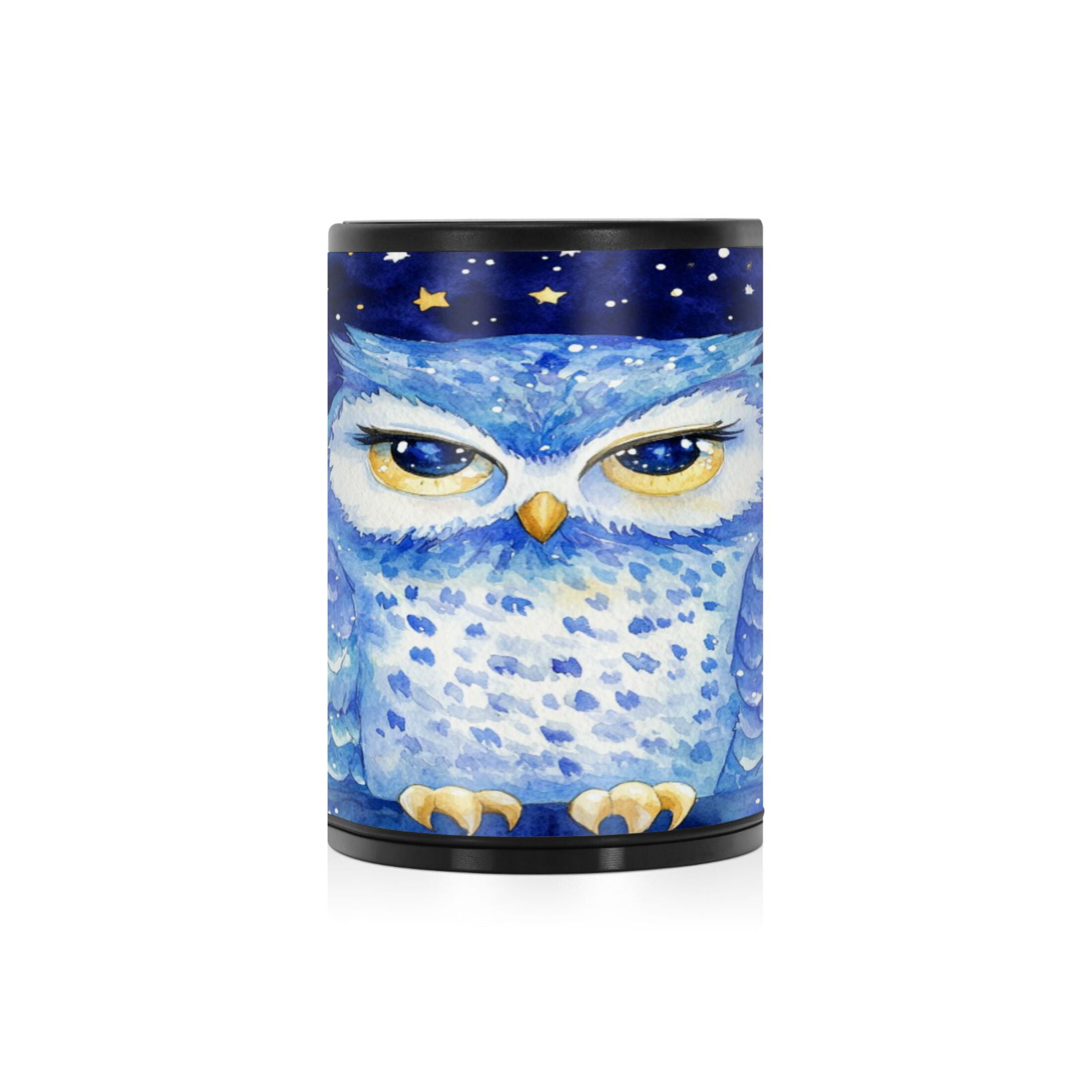 Qxltty Blue Starry Owl Car Ashtray Press Spring-loaded Switch for ...