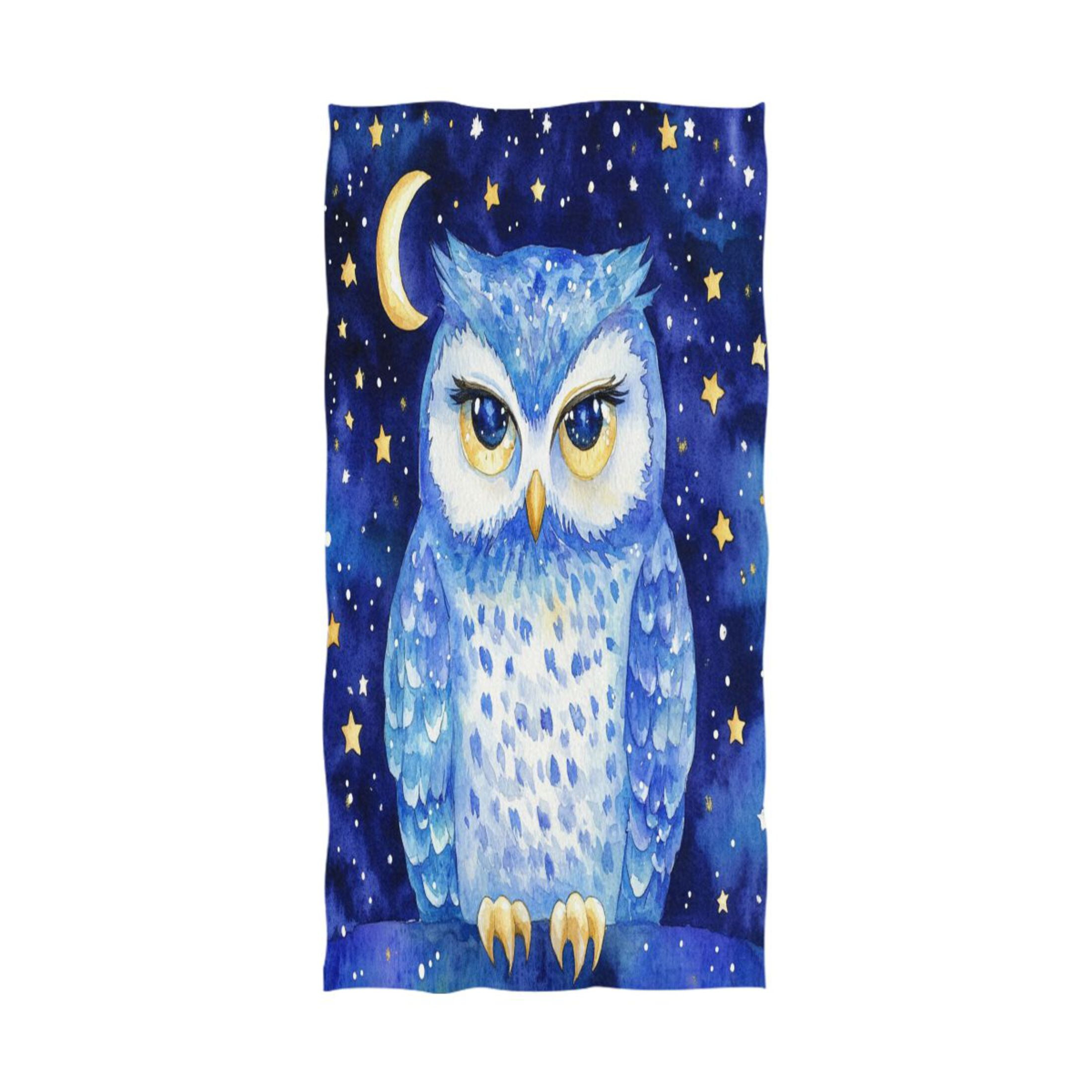 Qxltty Blue Starry Owl Extra Large Bath Towel 32"x64" Super Soft Highly ...