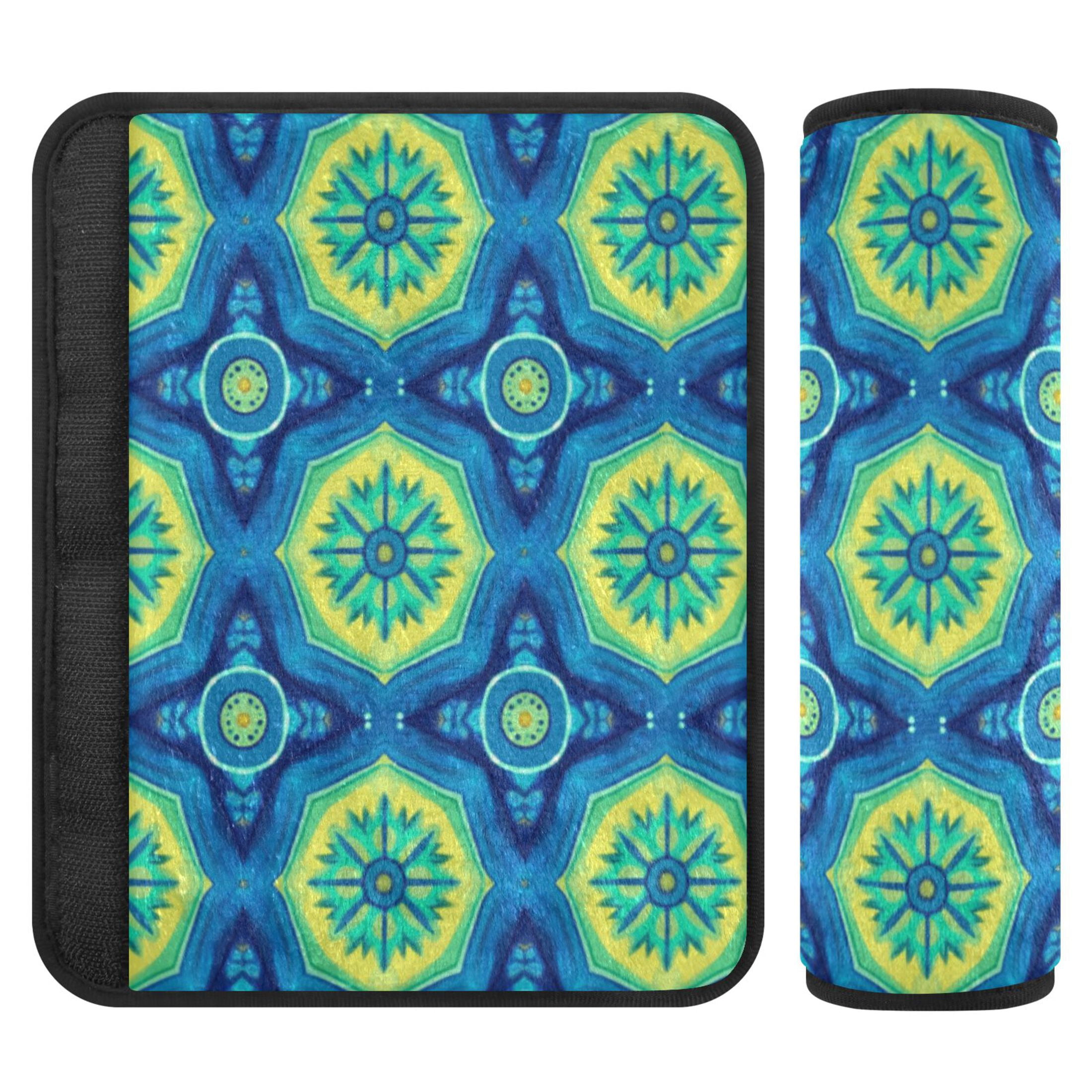 Qxltty Blue Tribal Style Pattern Car Seat Strap Pads are Soft and Snug ...