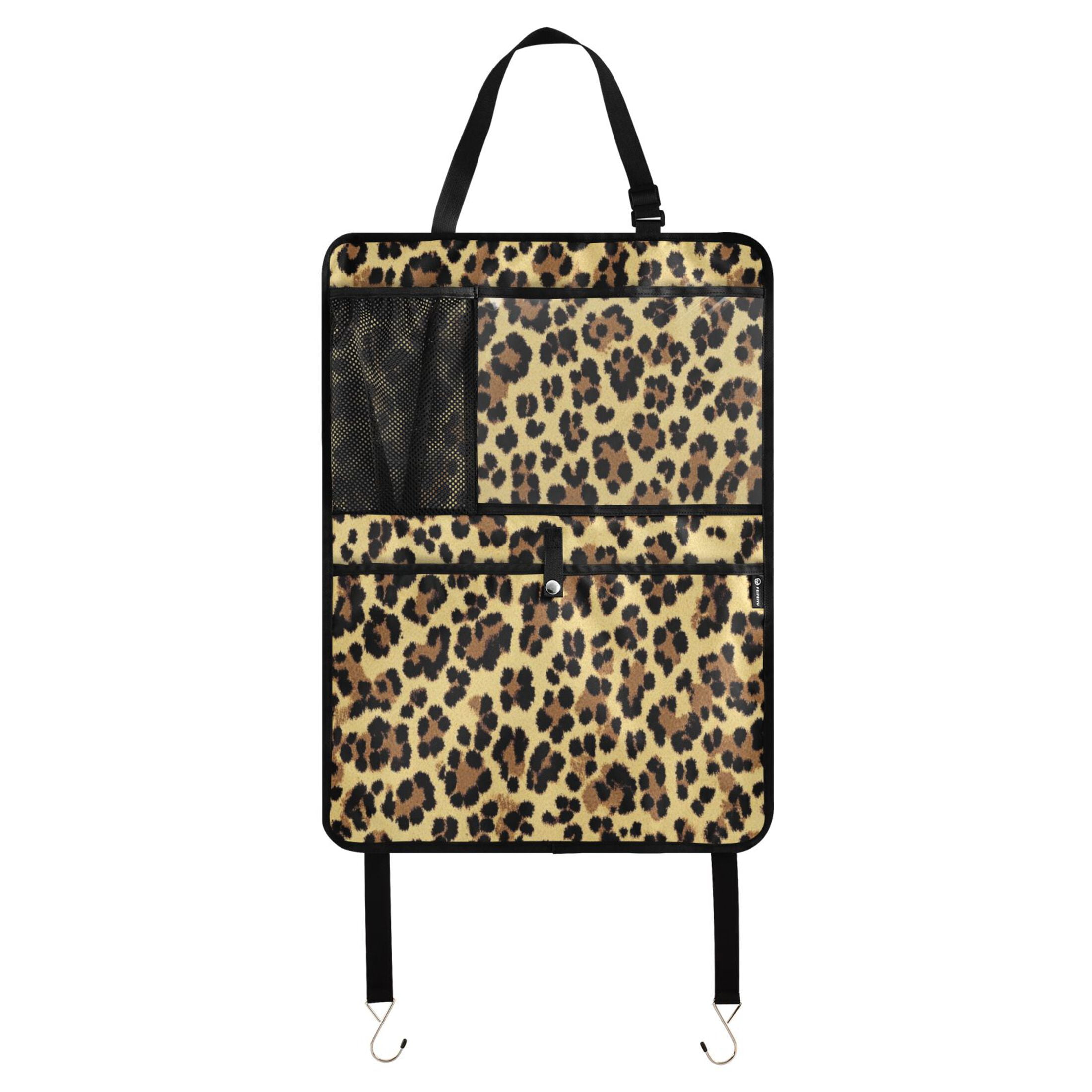 Qxltty Brown Leopard Car Seat Back Protectors 2 pack with 3 Pocket ...