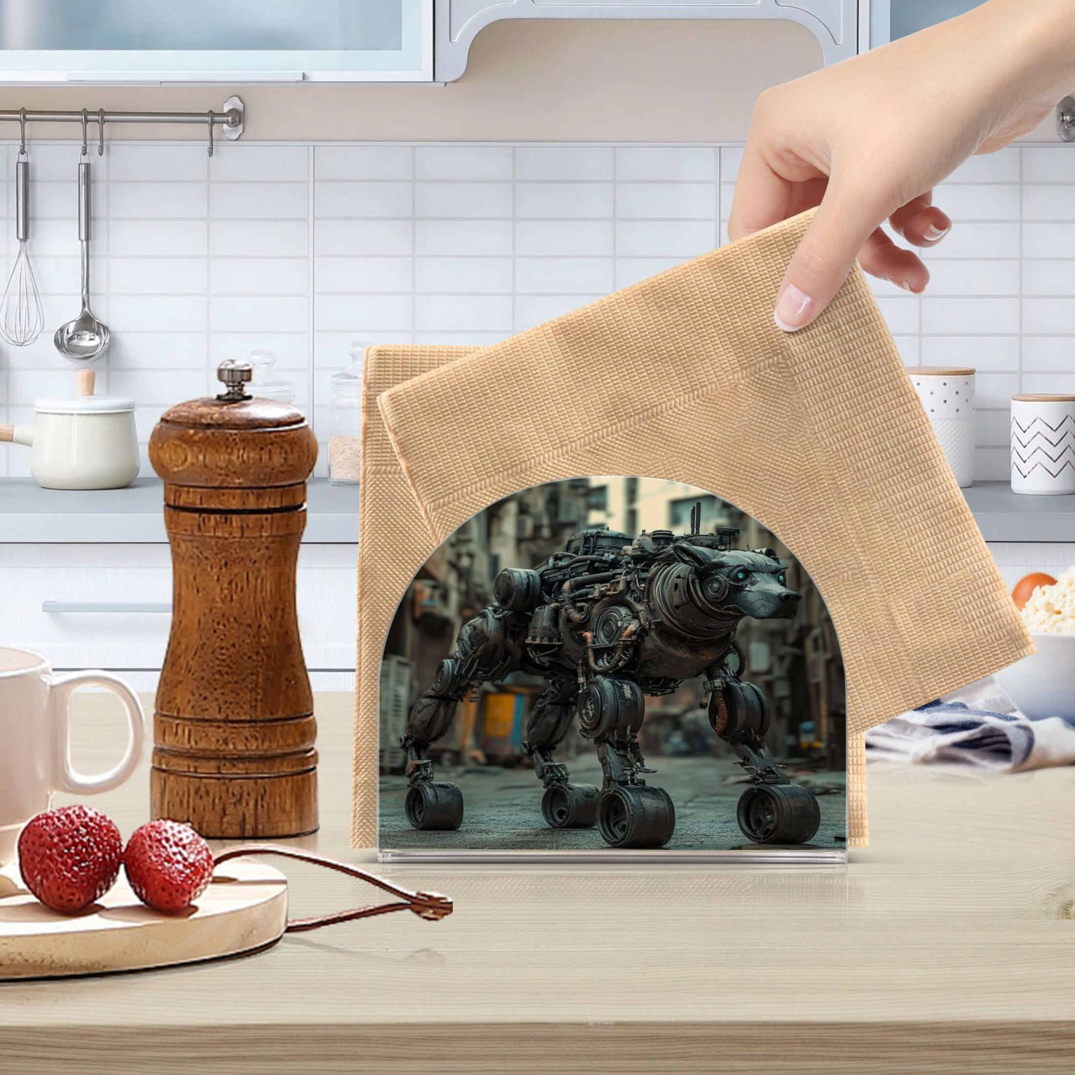 Qxltty Bully Robot Dog Patterns Acrylic Napkin Holder Set of 1 ...