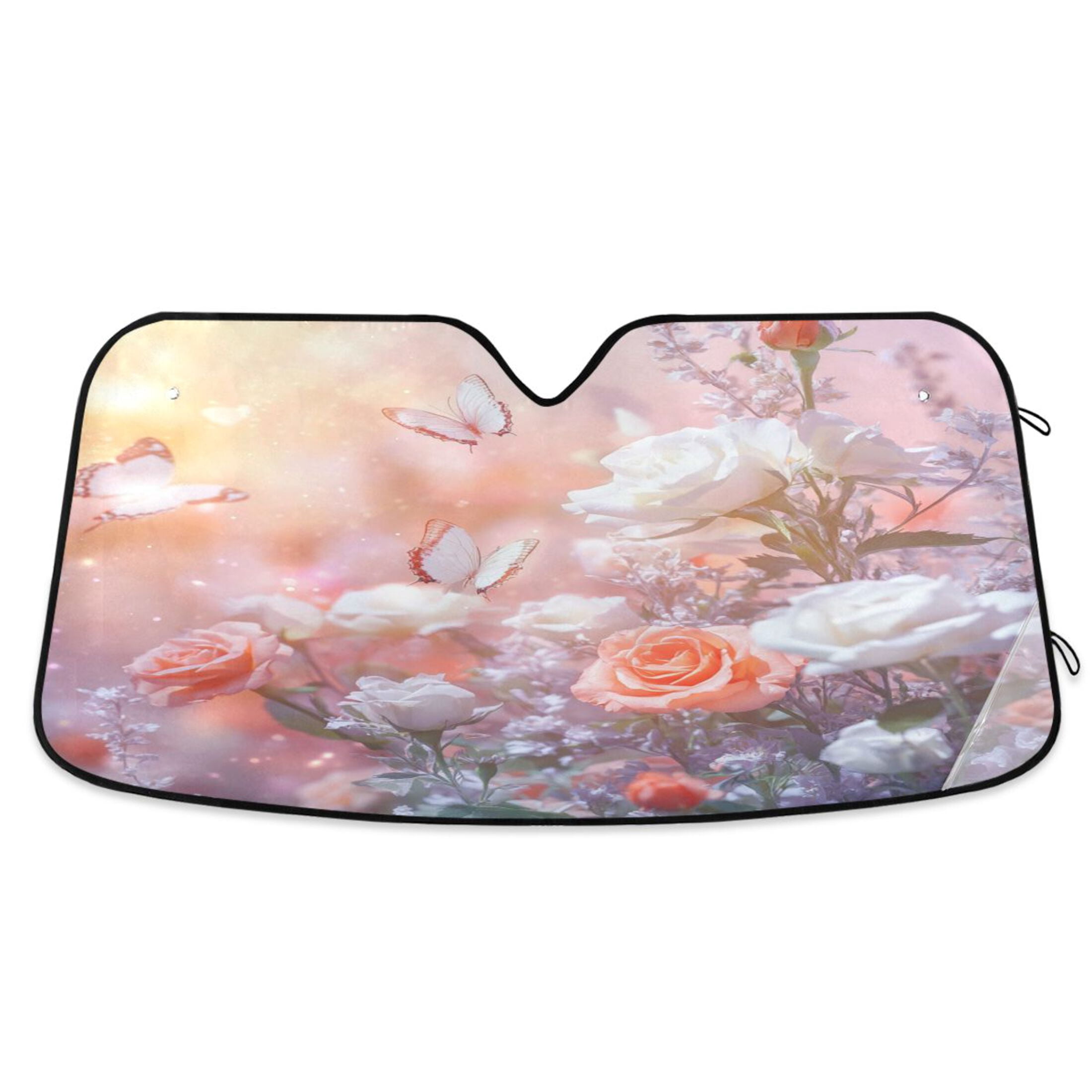 Qxltty Butterfly Gardens Car Windshield Sunshades Foldable UV Rays Sun ...