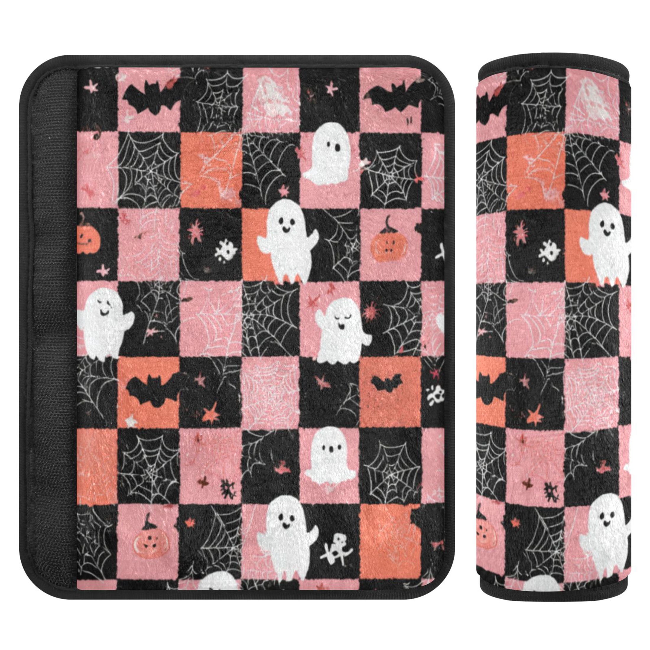 Qxltty Cartoon Ghost Grid Car Seat Strap Pads are Soft and Snug Fitting ...