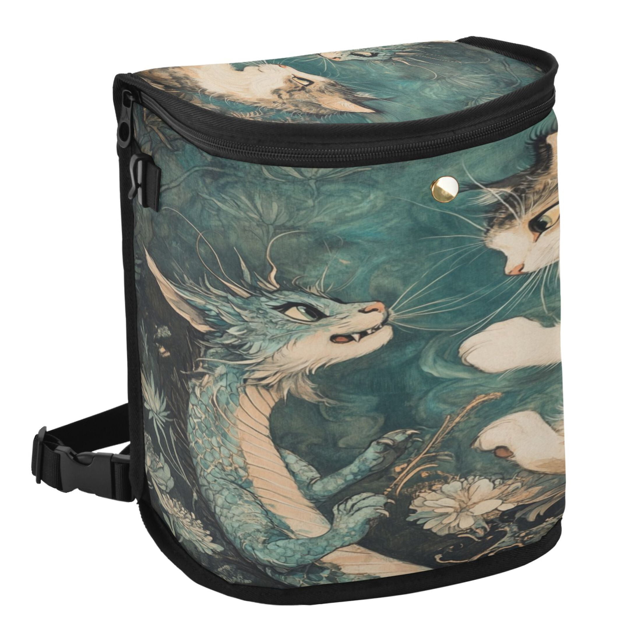 Qxltty Cat and Dragon Drawing Car Trash Can with Lid Vehicle Backseat ...