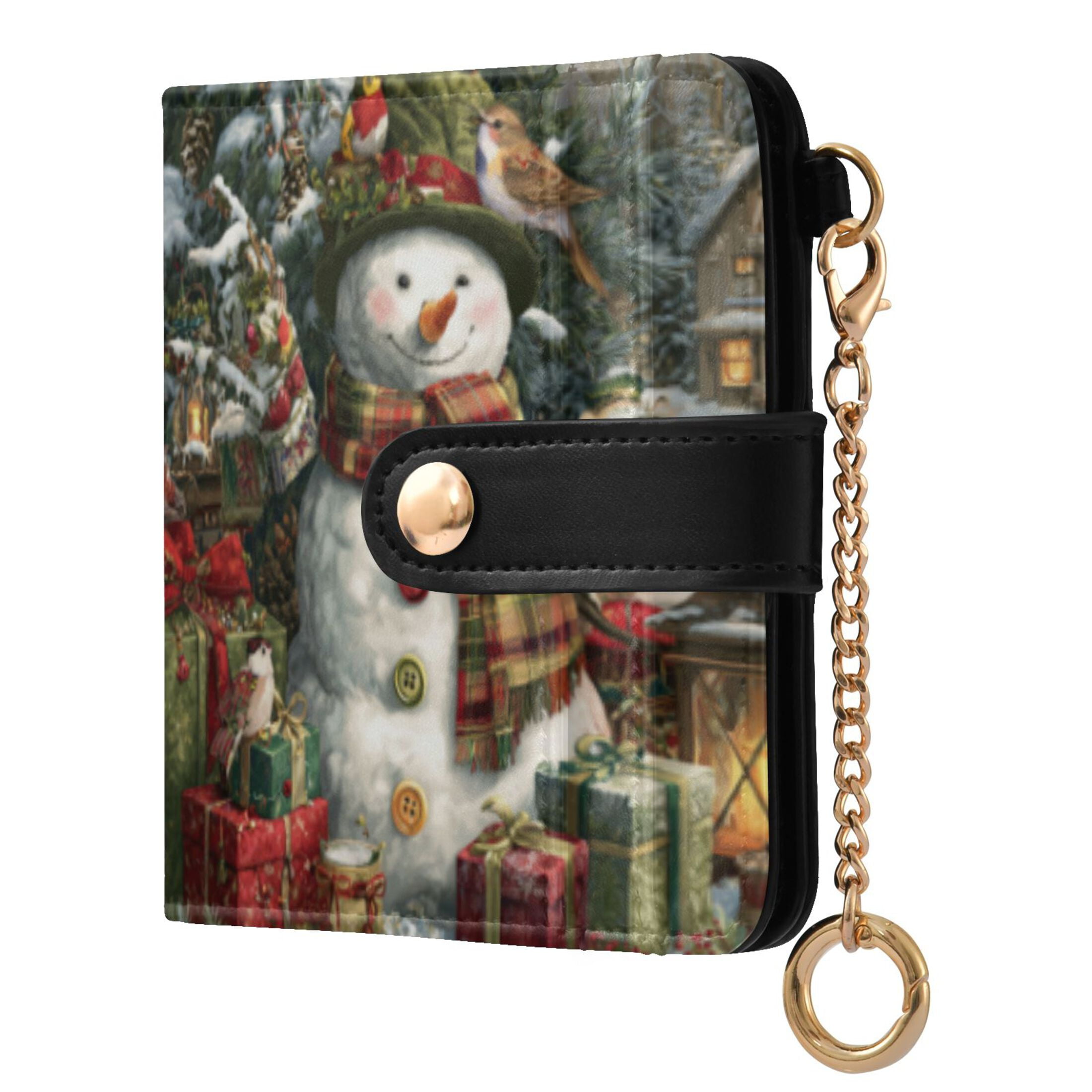 Qxltty Christmas Themed Snowman Ladies Wallet Rfid Slim Thin Compact ...