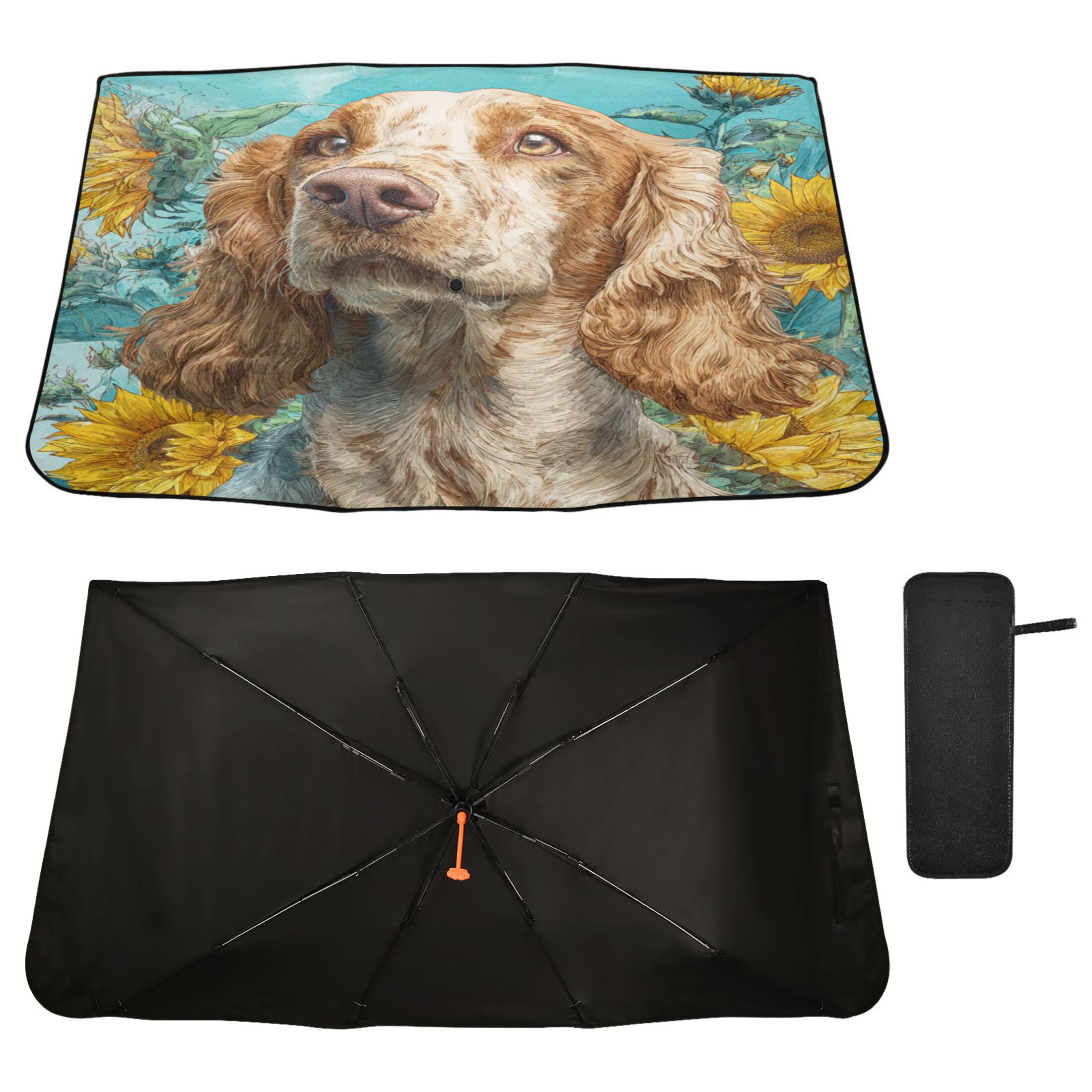 Qxltty Cocker Spaniel Dog Windshield Sun Shade Umbrella Protect Car ...