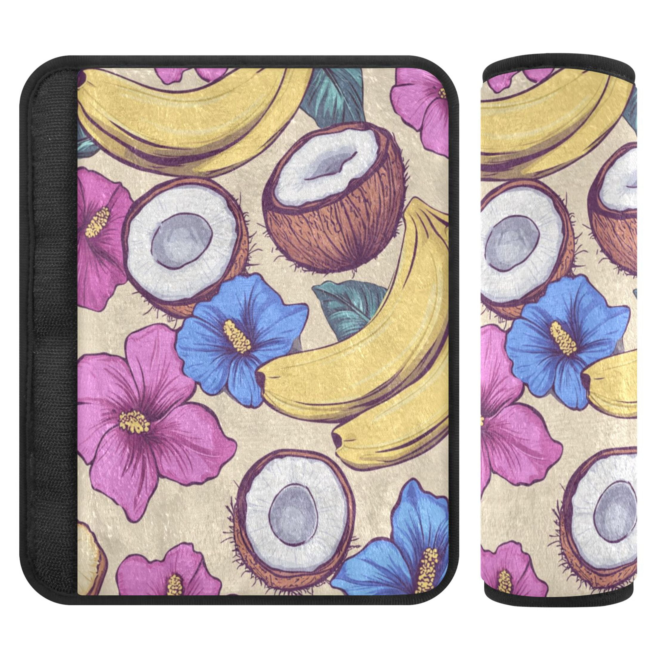Qxltty Coconut Banana Pattern Car Seat Strap Pads are Soft and Snug ...