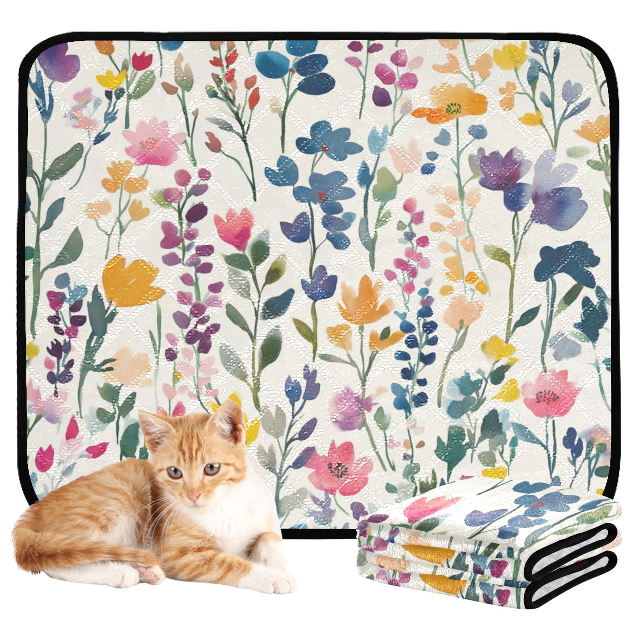 Qxltty Colorful Abstract Flower Cat litter Pads Pet Set of 3 Diaper ...