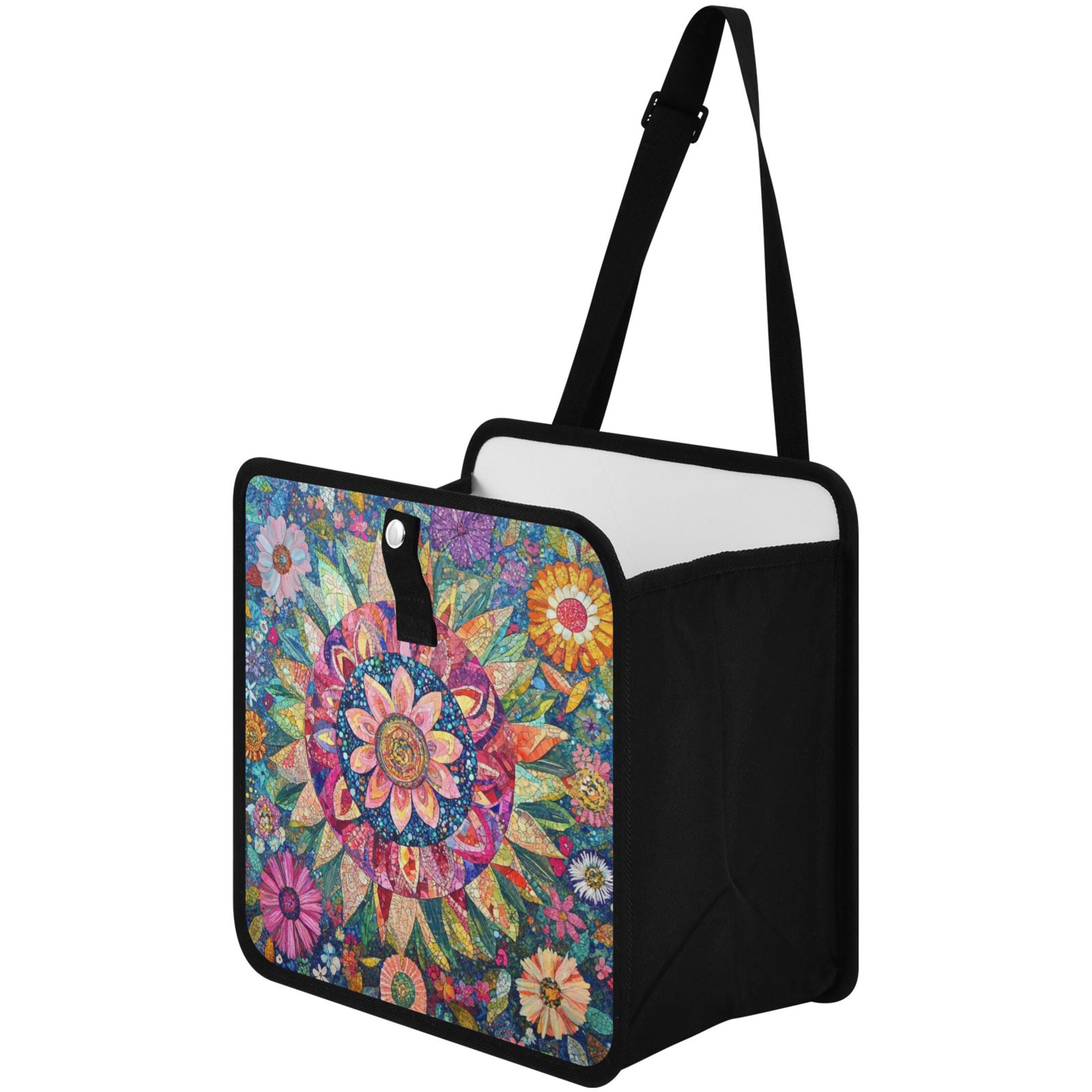 Qxltty Colorful Blooms Floral Car Dumpster Collapsible Rear Seat ...