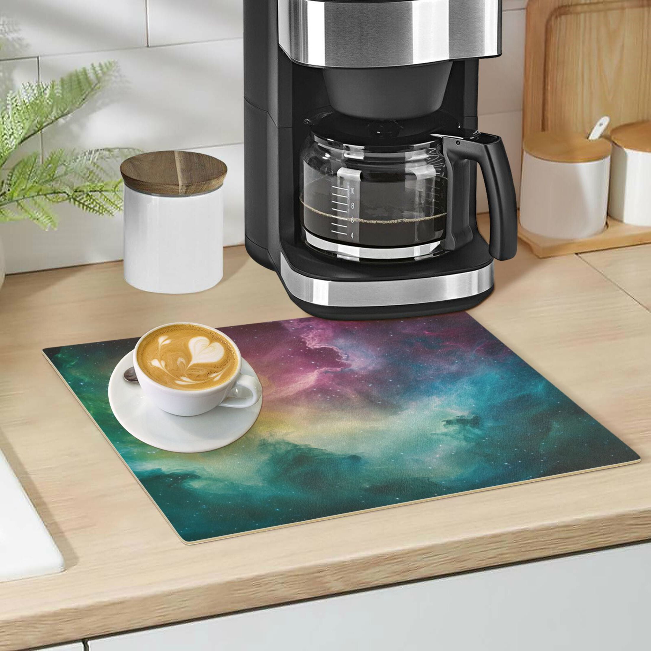 Qxltty Colorful Milky Way Leather Drying Mat for Kitchen Countertops ...