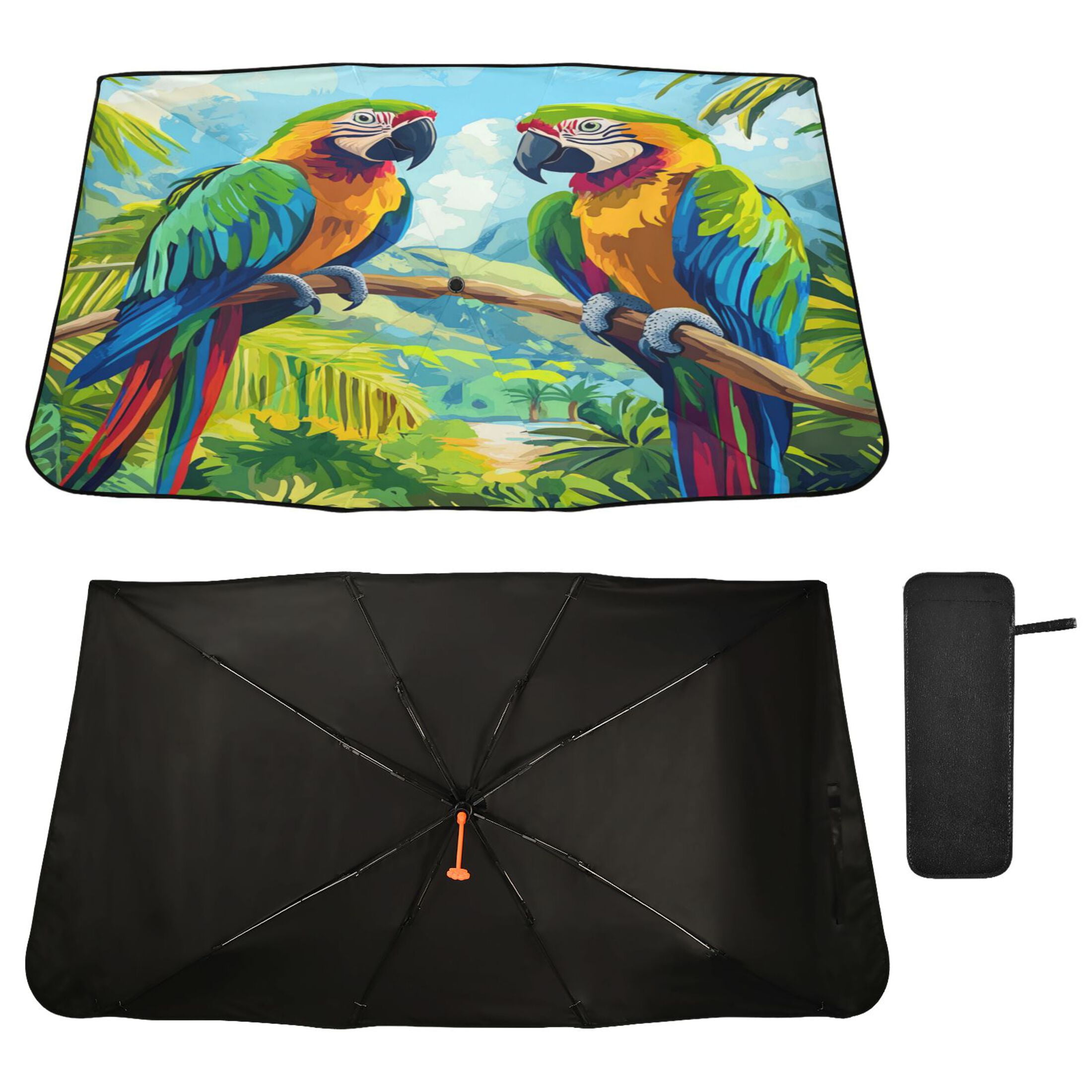 Qxltty Colorful Parrot Windshield Sun Shade Umbrella Protect Car from ...