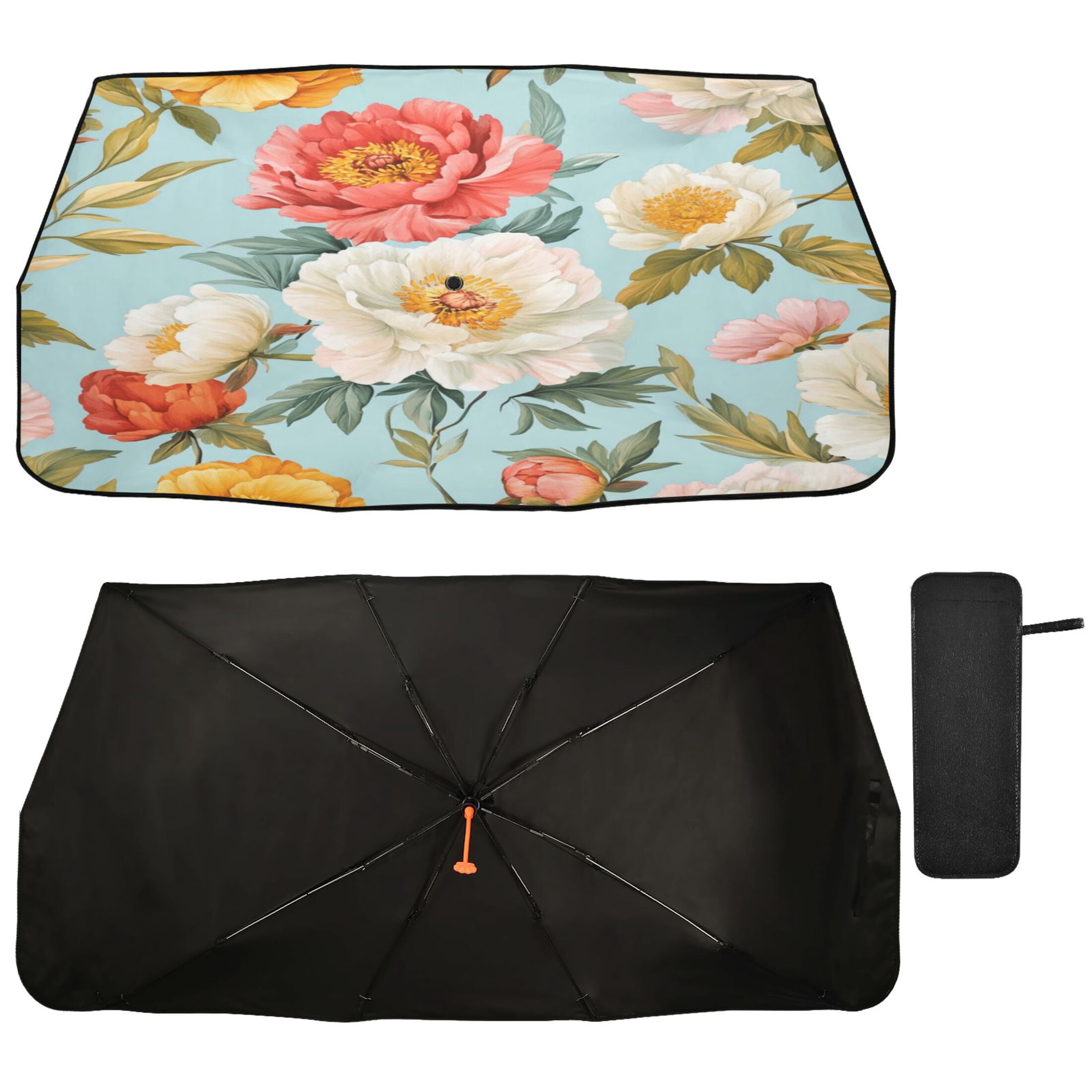 Qxltty Colorful Peonies Car Windshield Sunshade Umbrella Quality Black ...