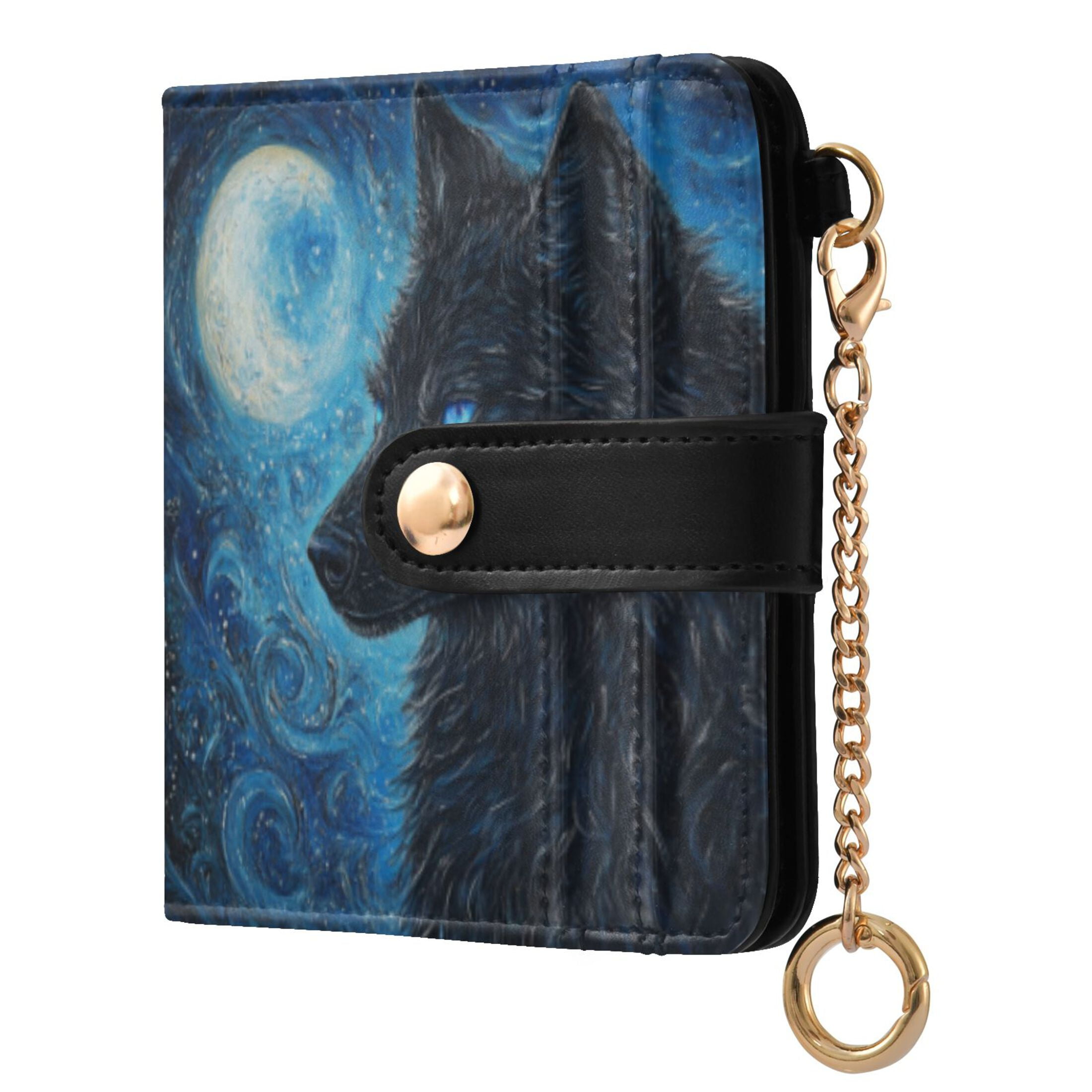 Qxltty Cool Black Wolf Ladies Wallet Rfid Slim Thin Compact Credit Card ...
