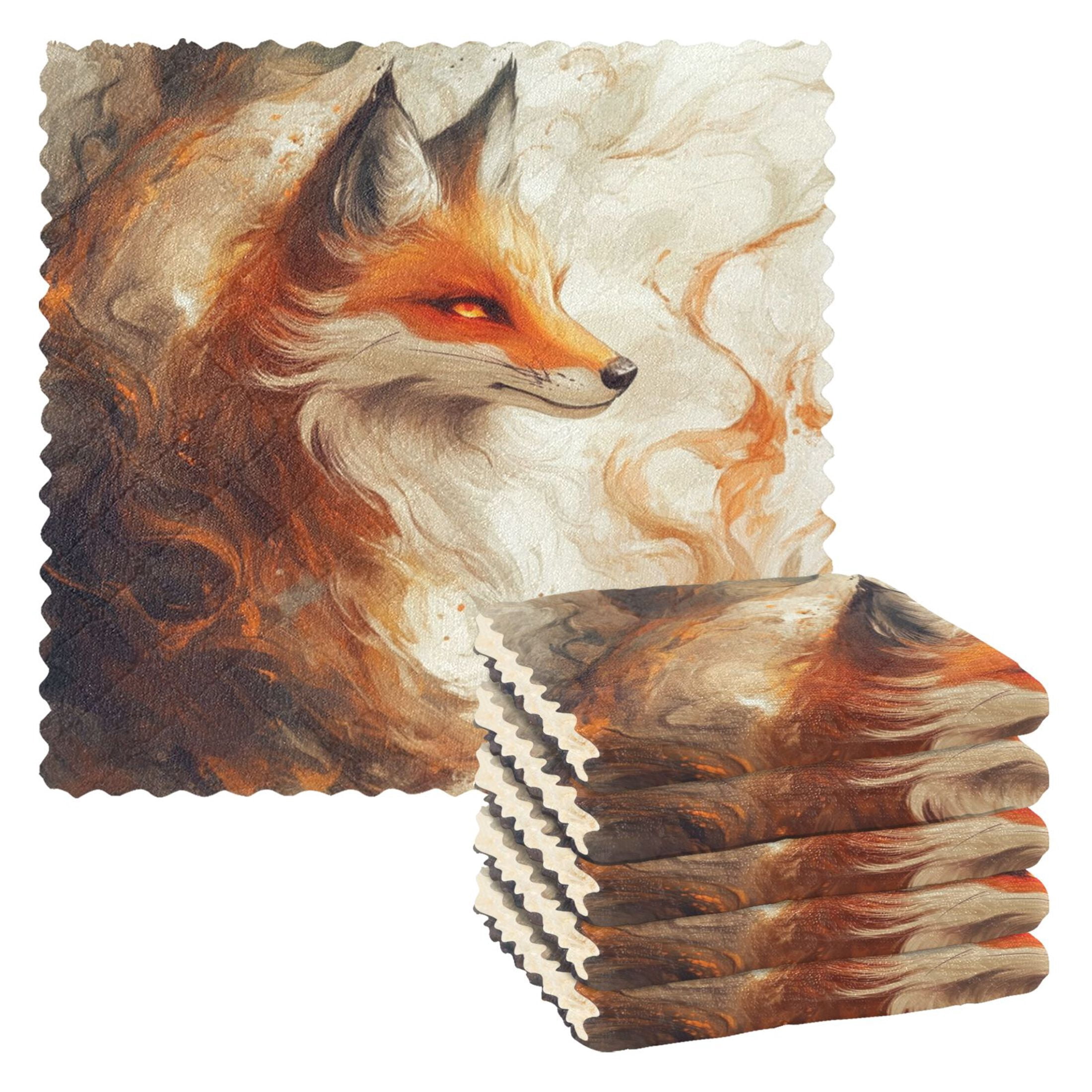 Qxltty Cool Orange Fox Kitchen Towels Set of 6 Ultra Soft Absorbent ...