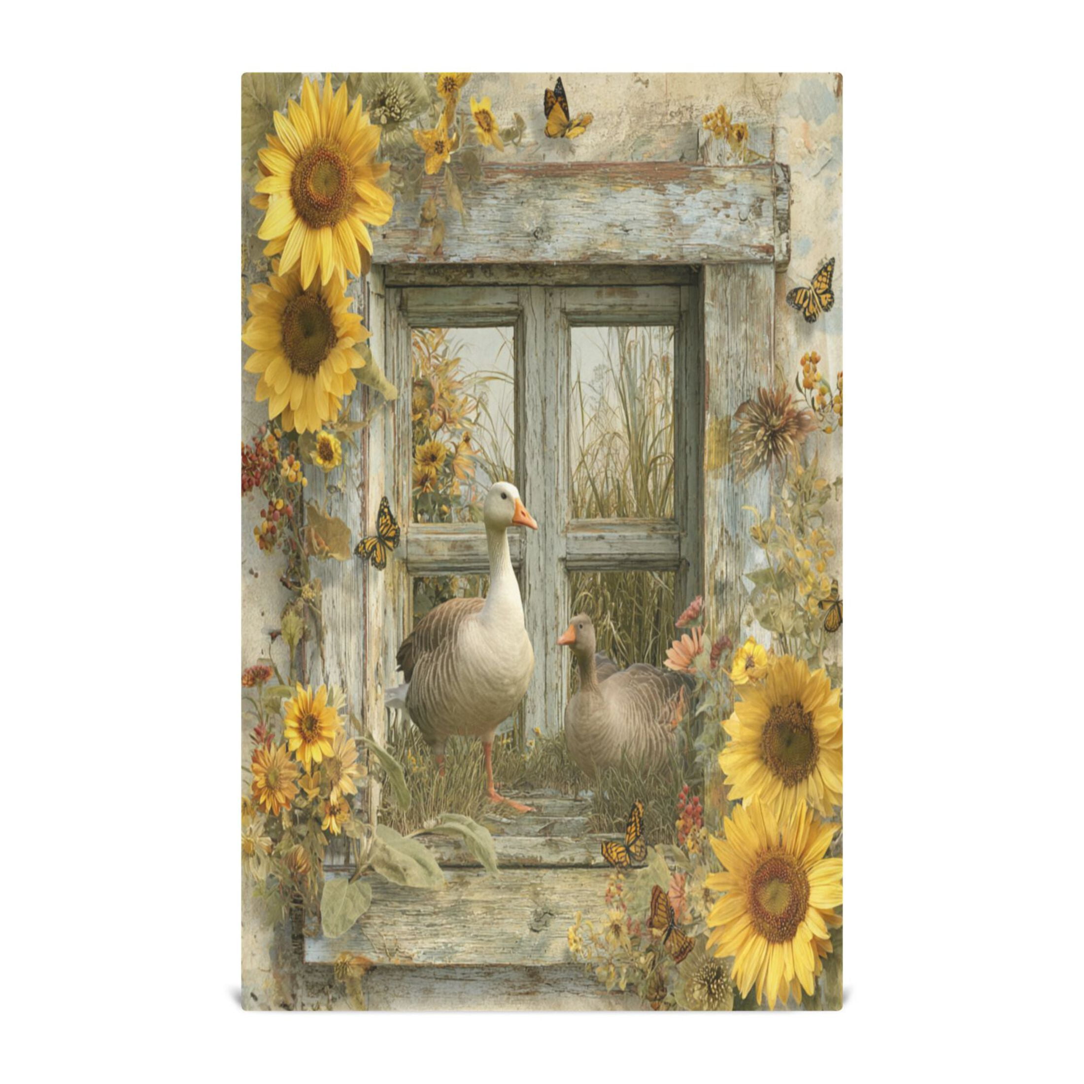 Qxltty Country Goose Kitchen Towels 28 x 18 Inch Soft Cotton Linen Feel ...