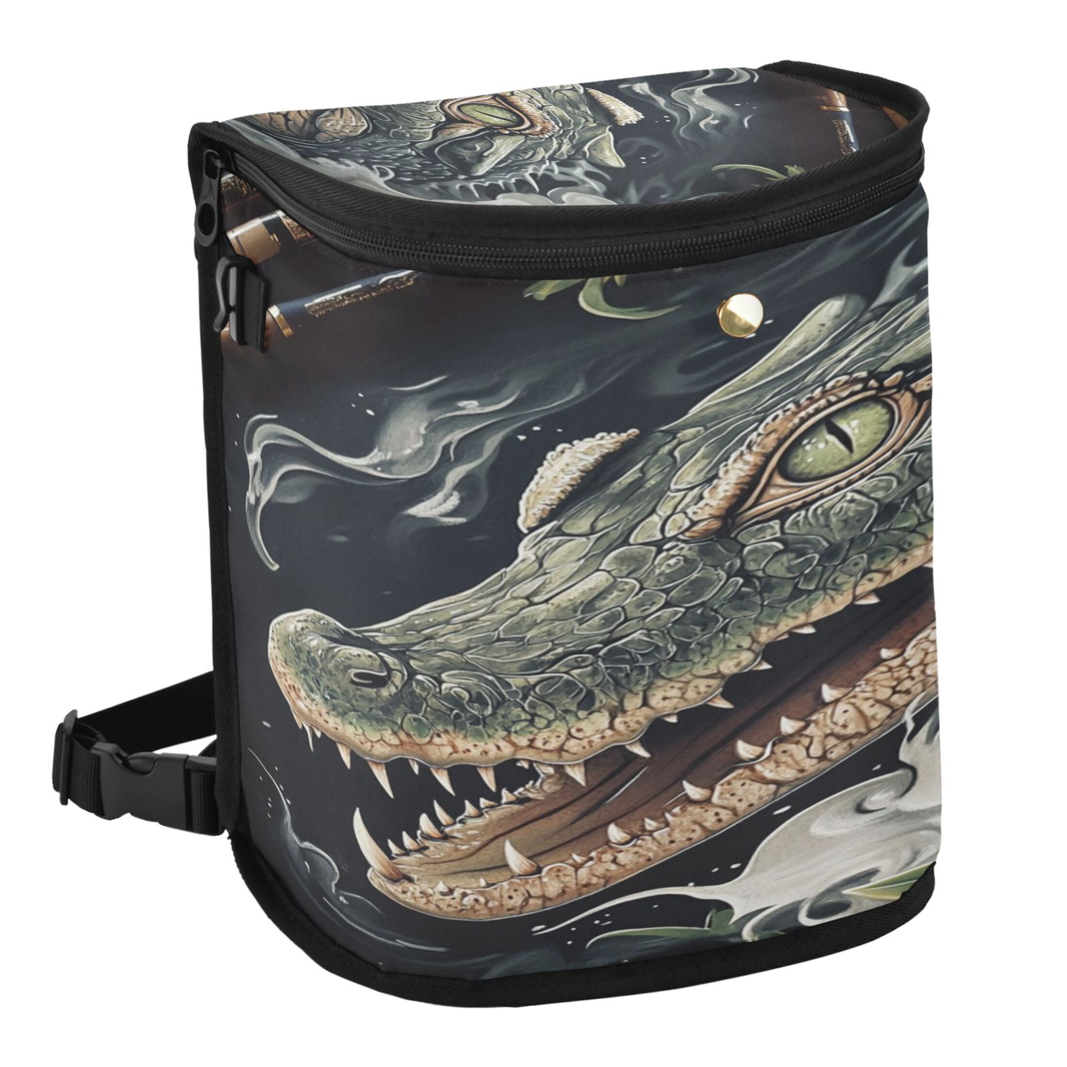 Qxltty Crocodile Illustration in Realistic Style Car Trash Can with Lid ...
