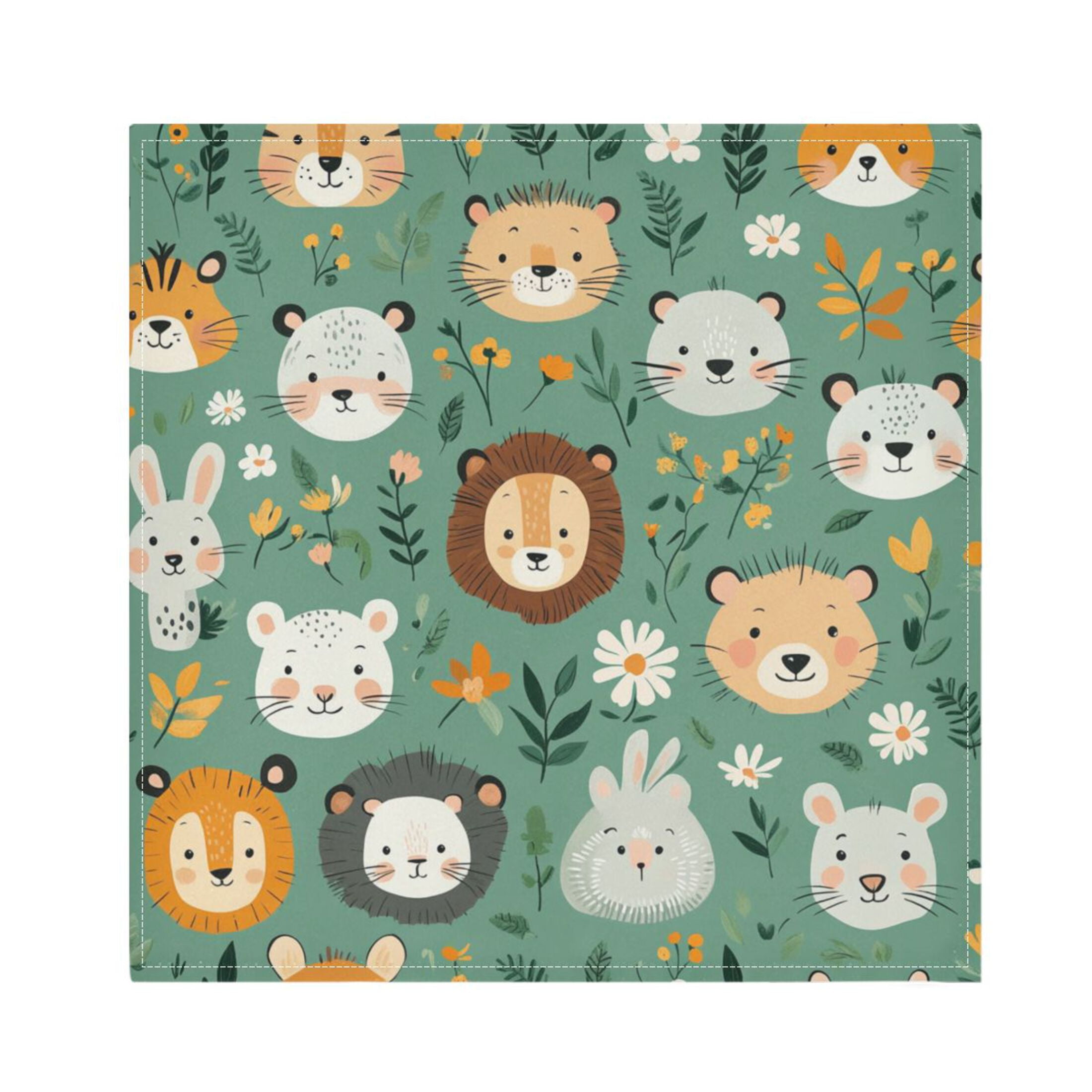 Qxltty Cute Animal Faces in A Seamless Jungle Pattern Napkins 20×20in ...