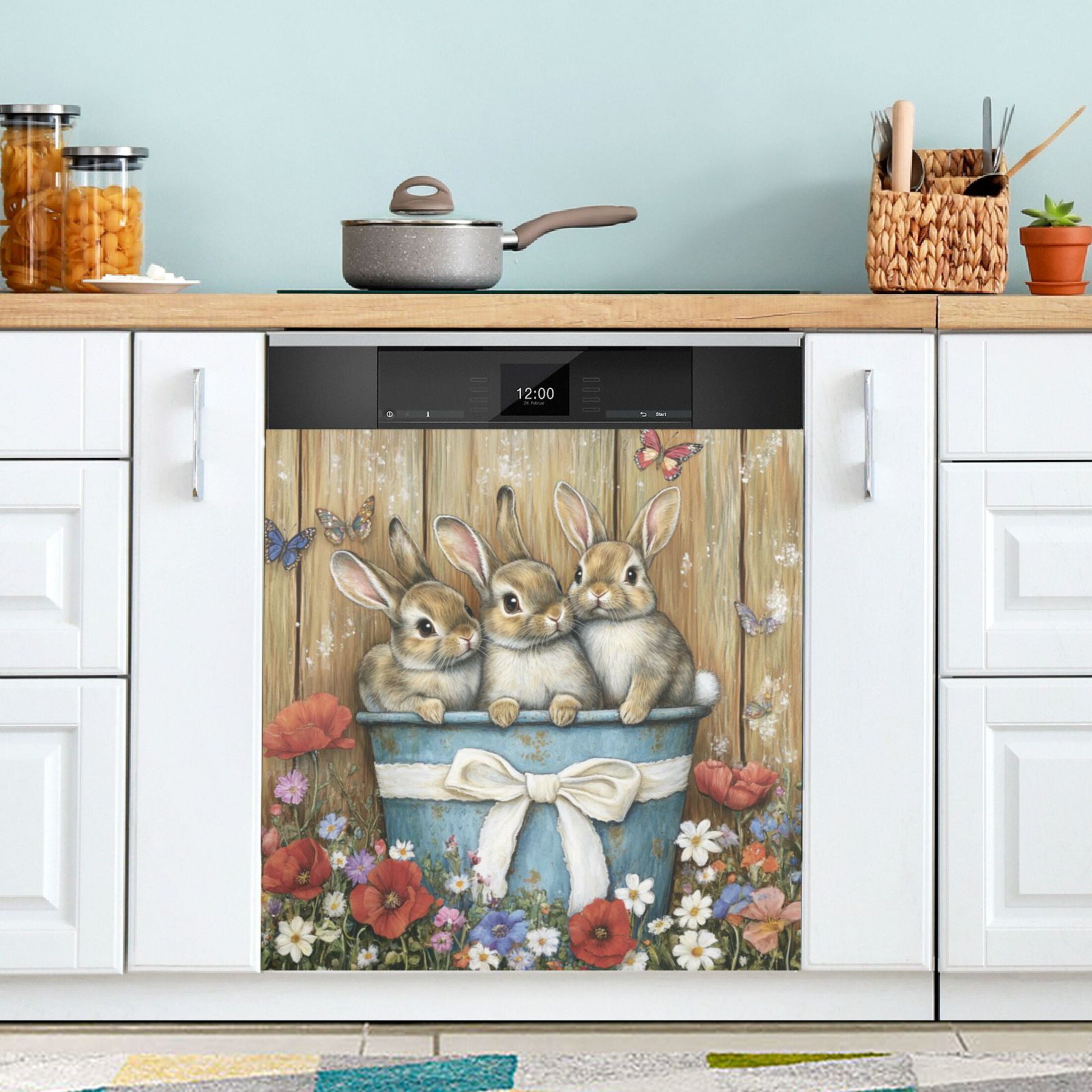 Qxltty Cute Bunnies Magnetic Dishwasher Sticker Refrigerator Cover ...