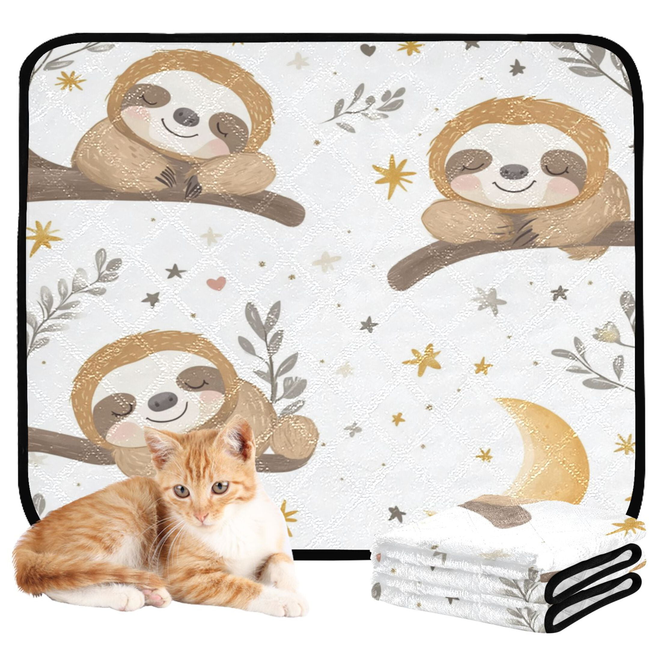 Qxltty Cute Cartoon Sloth Pattern with Moon and Stars Cat litter Pads ...