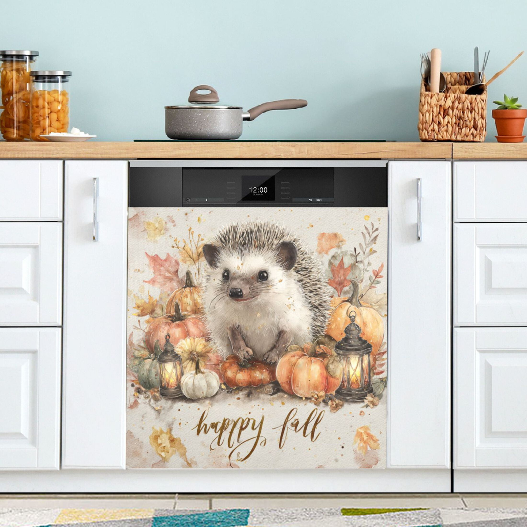 Qxltty Cute Hedgehog Magnetic Dishwasher Sticker Refrigerator Cover ...