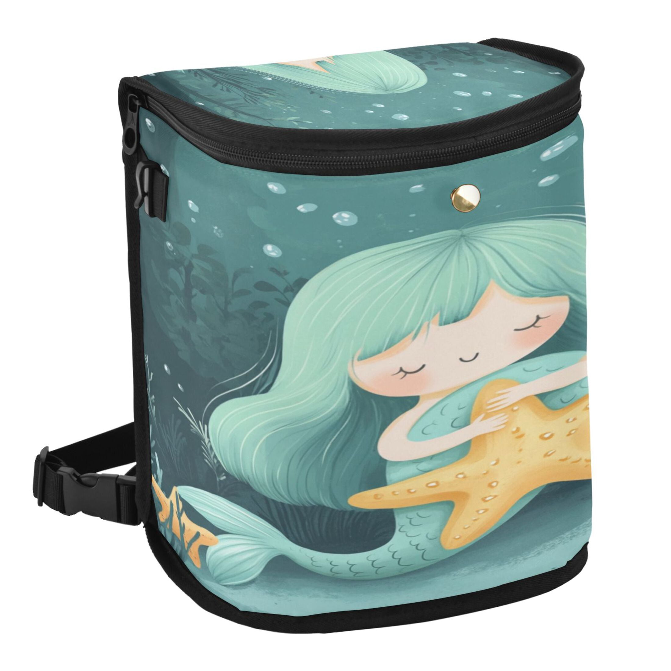 Qxltty Cute Mermaid Holding Starfish Car Trash Can with Lid Vehicle ...