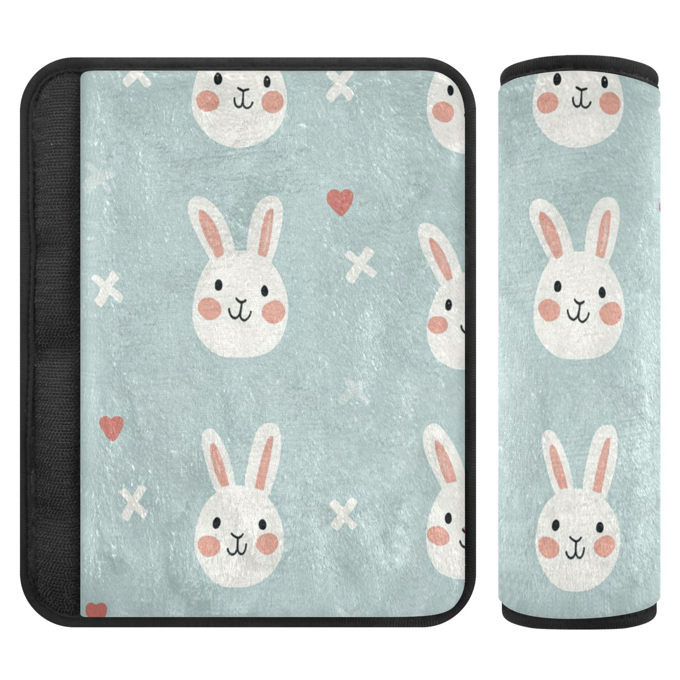 Qxltty Cute Rabbit Face Pattern Car Seat Strap Pads are Soft and Snug ...