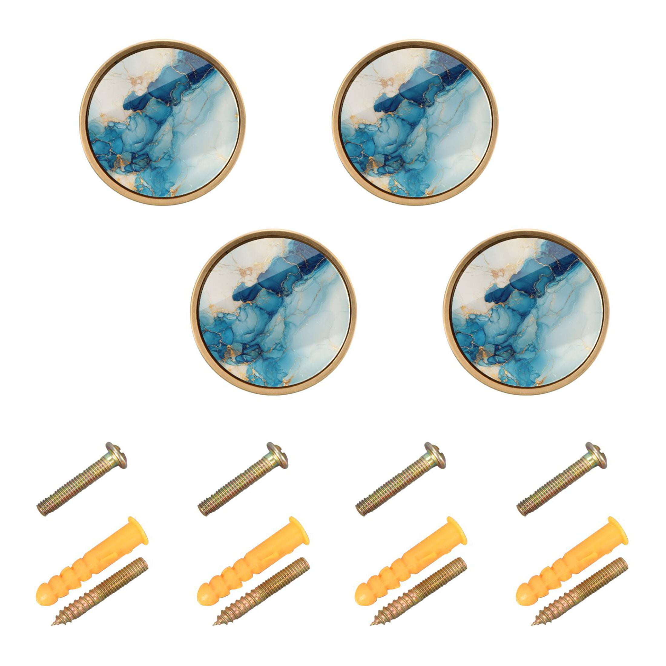 Qxltty Cyan Gilt Patterns Cabinet Knobs Kitchen Drawer Knobs Round Door ...