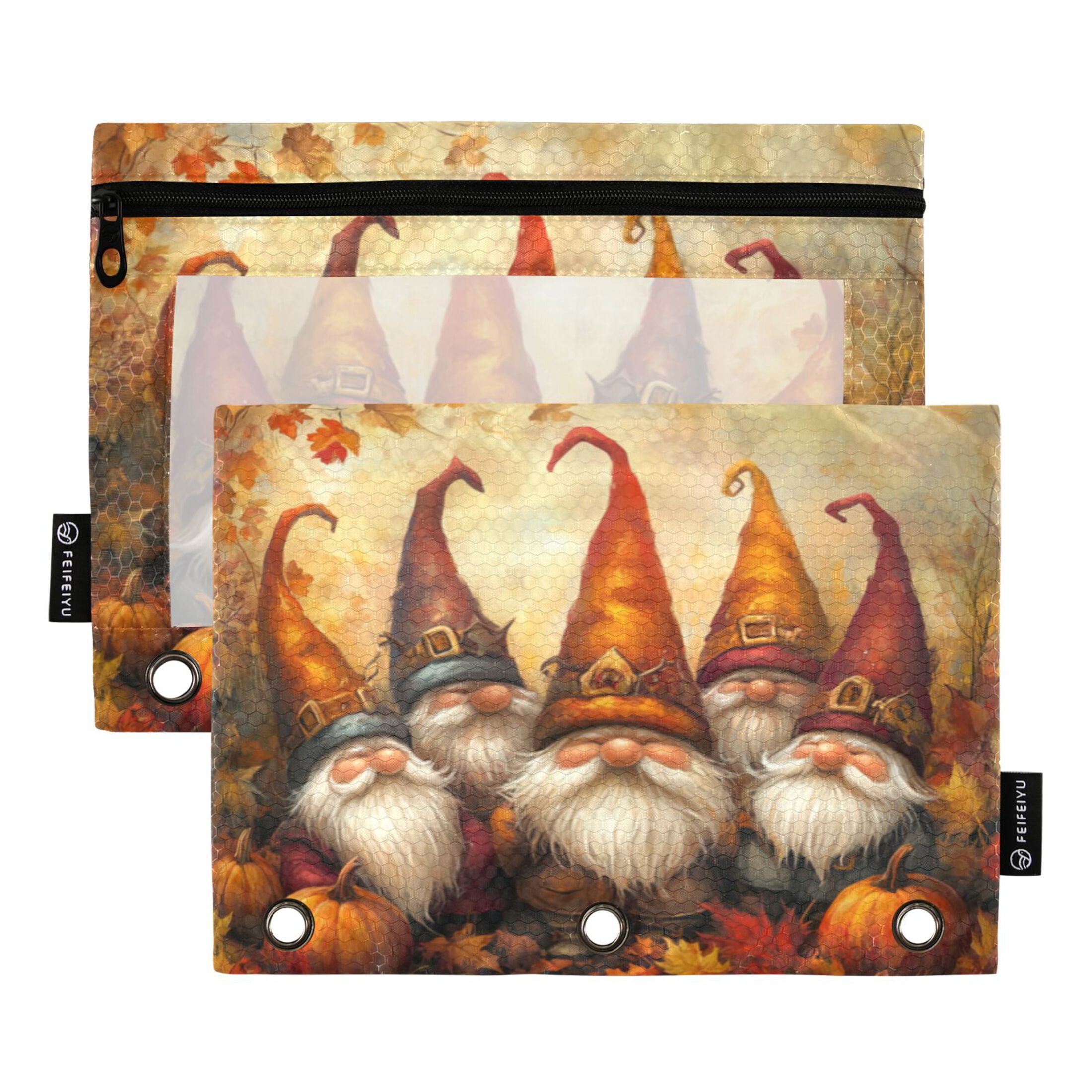 Qxltty Dwarf Pumpkin Figures Pencil Pouches for 3 Ring Binder Clear ...