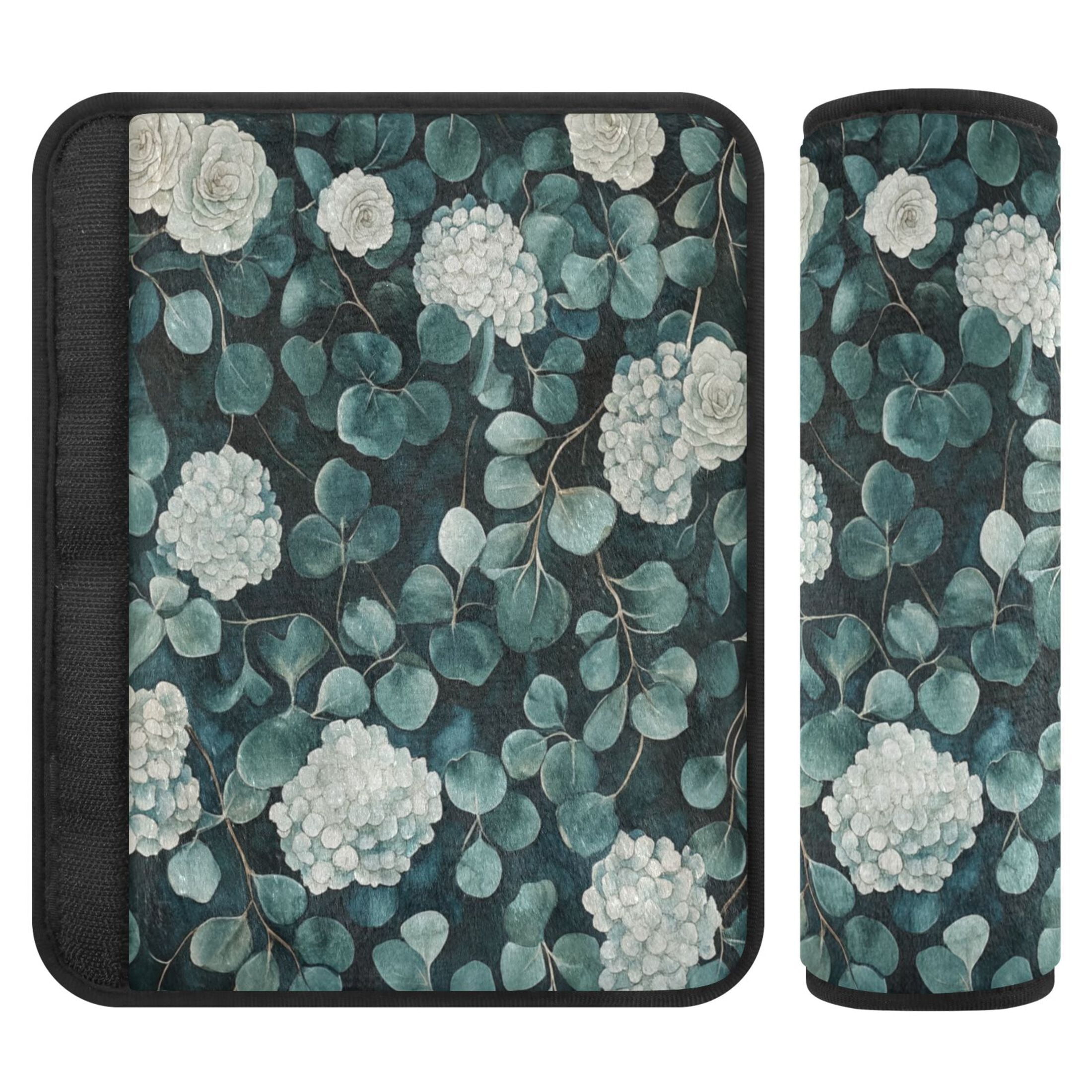 Qxltty Eucalyptus Leaves Pattern Car Seat Strap Pads are Soft and Snug ...