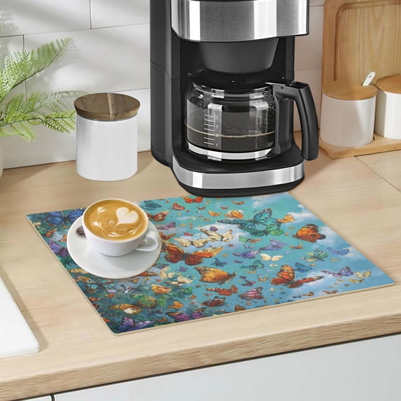 Qxltty Fantasy Butterfly Leather Drying Mat for Kitchen Countertops ...