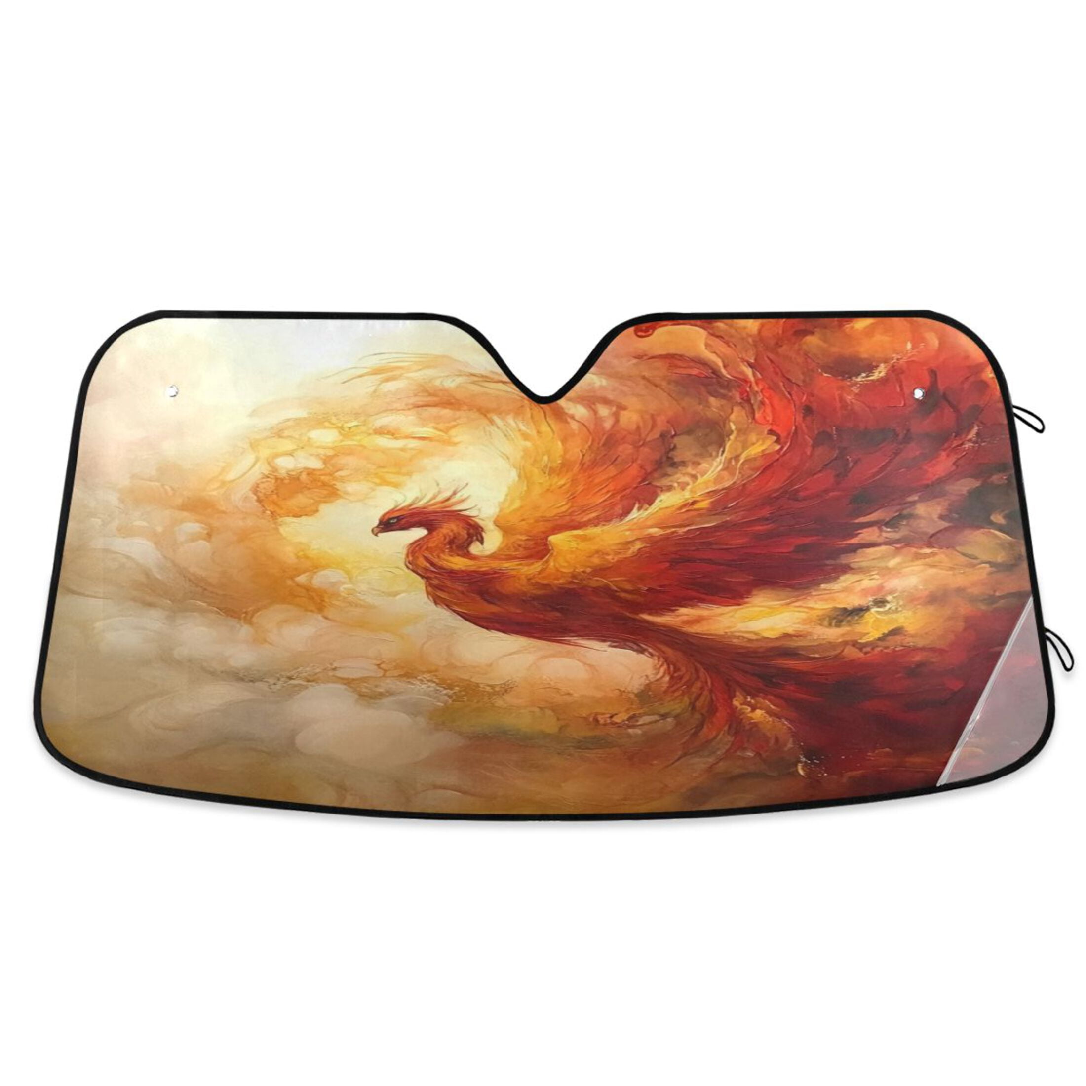 Qxltty Fire Phoenix Pattern Car Windshield Sunshades Foldable UV Rays ...