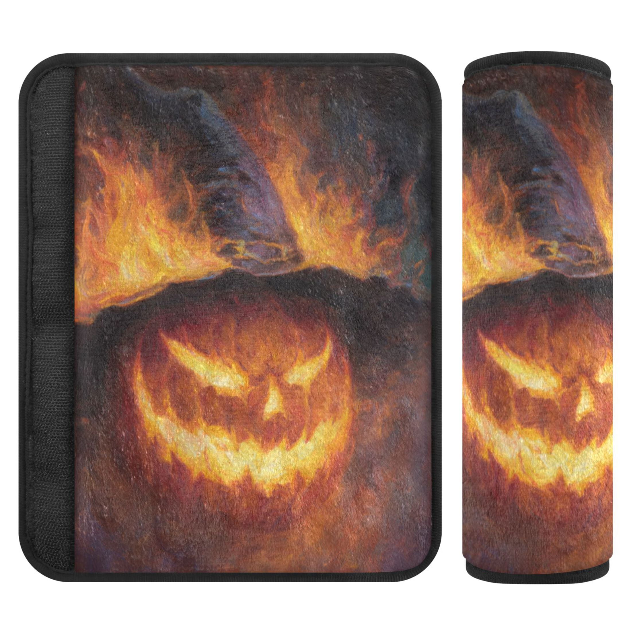 Qxltty Flaming Pumpkin Car Seat Strap Pads are Soft and Snug Fitting ...