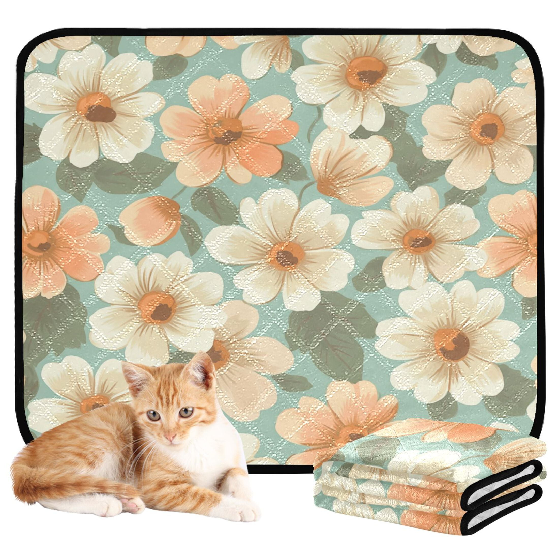 Qxltty Floral Pattern in Pastel Colors Cat litter Pads Pet Set of 3 ...