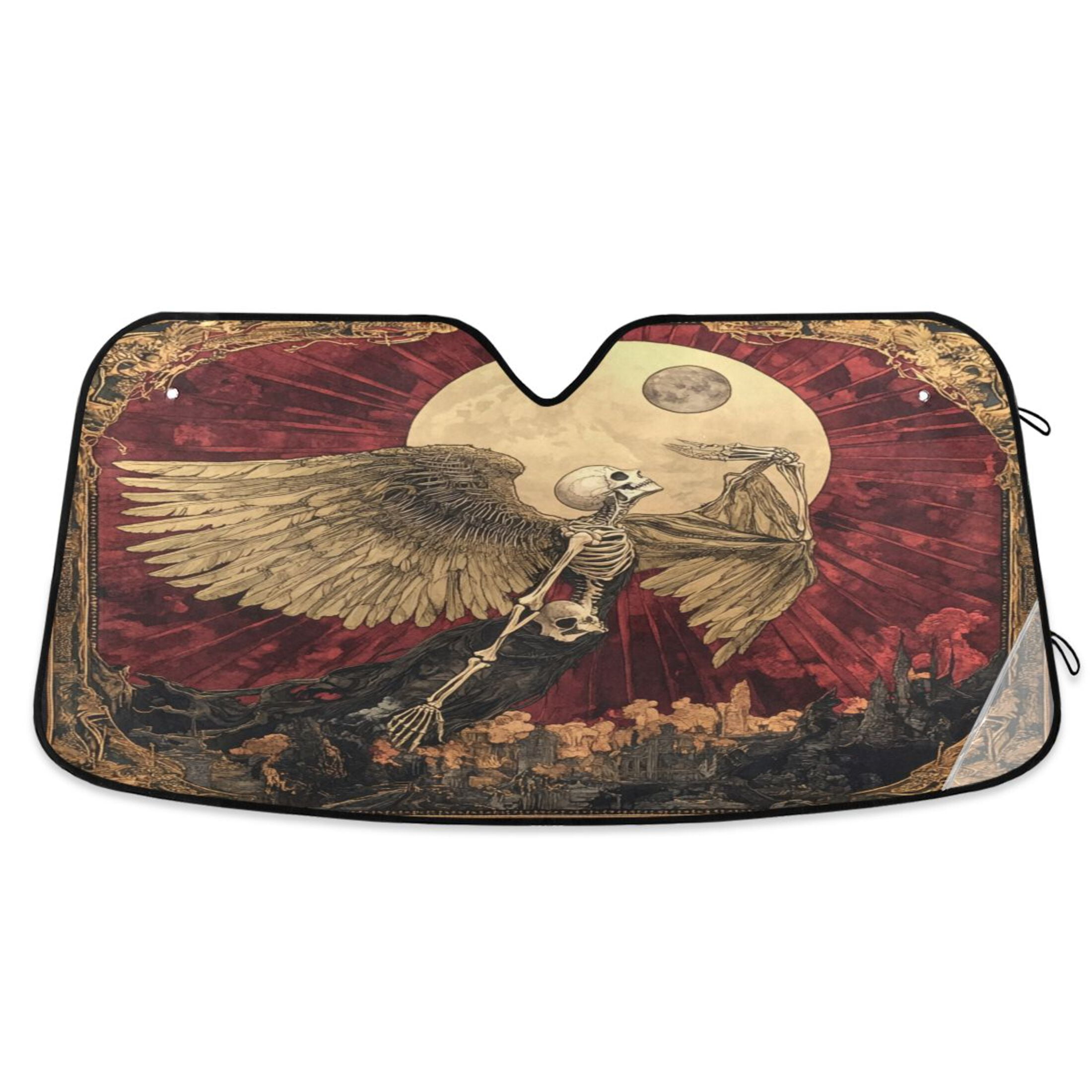 Qxltty Flying Skull Angel Pattern Car Windshield Sunshades Foldable UV ...