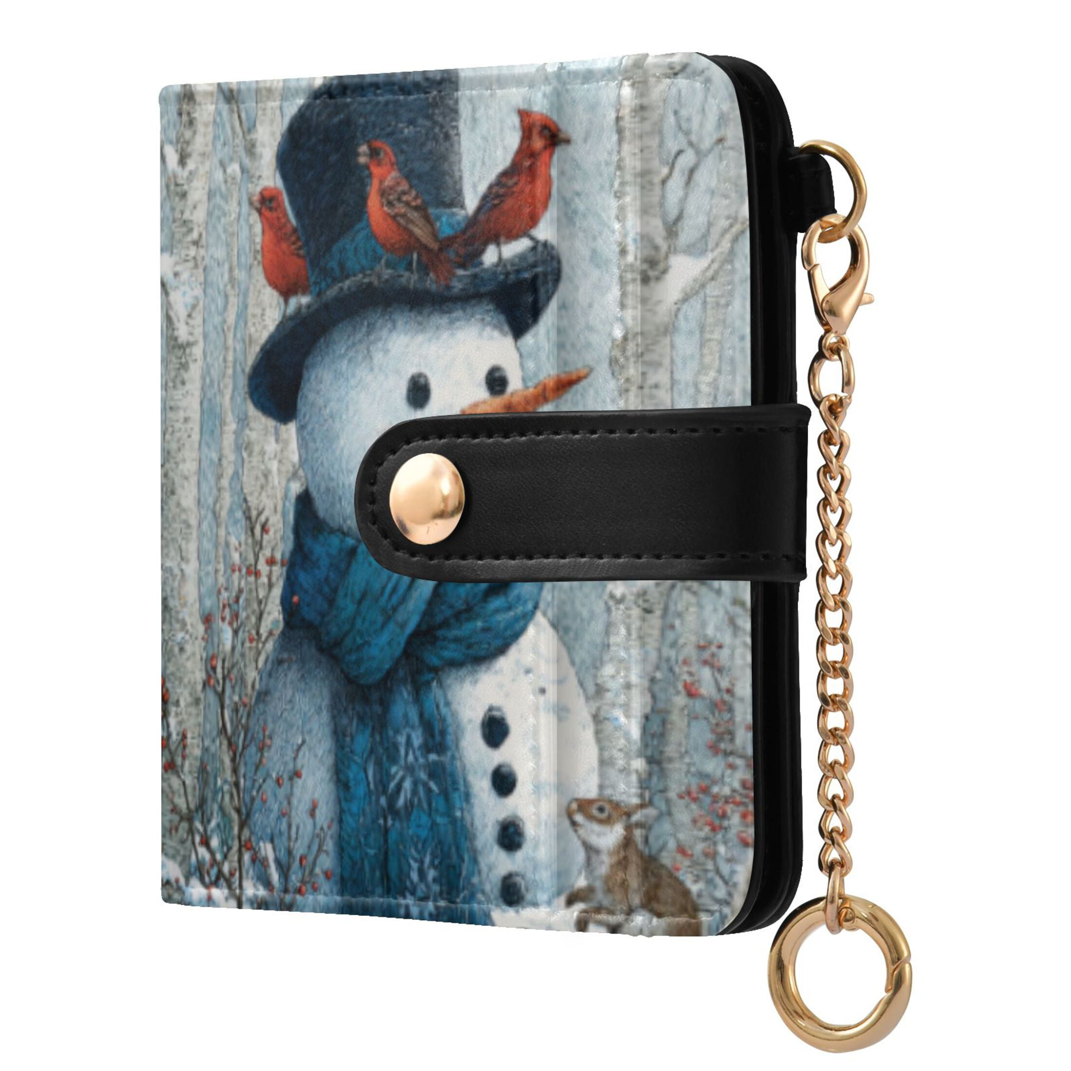 Qxltty Forest Snowman Ladies Wallet Rfid Slim Thin Compact Credit Card ...