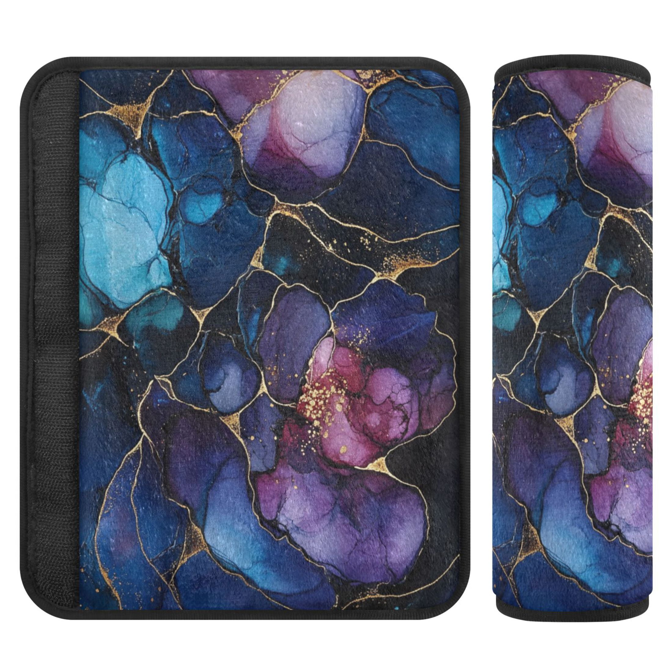 Qxltty Gilt Blue Marbles Car Seat Strap Pads are Soft and Snug Fitting ...