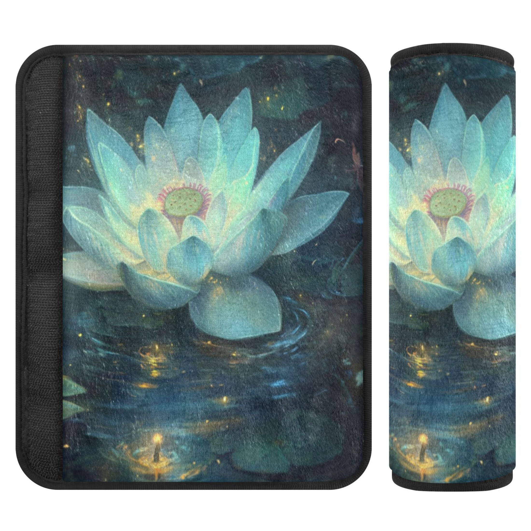 Qxltty Glowing Lotus Flower Car Seat Strap Pads are Soft and Snug Fitting for All Cars Backpacks ...