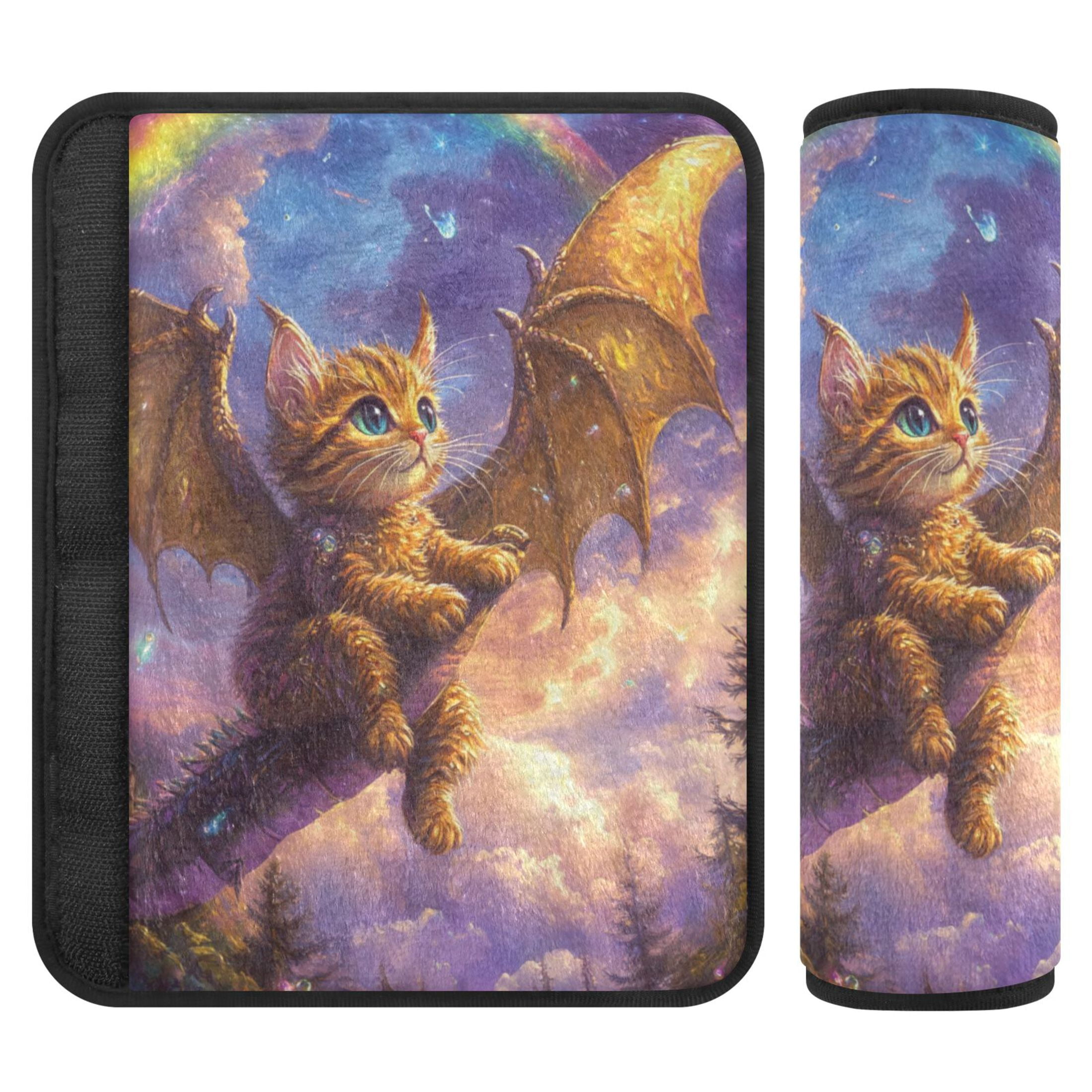Qxltty Golden Kitten with Wings Car Seat Strap Pads are Soft and Snug ...