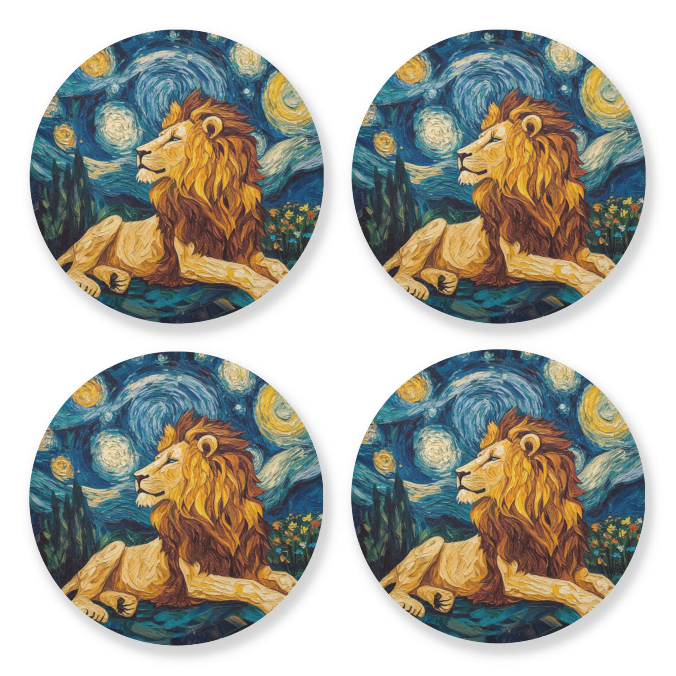 Qxltty Golden Lion King Wooden Coasters Set of 4 Fun and Practical ...
