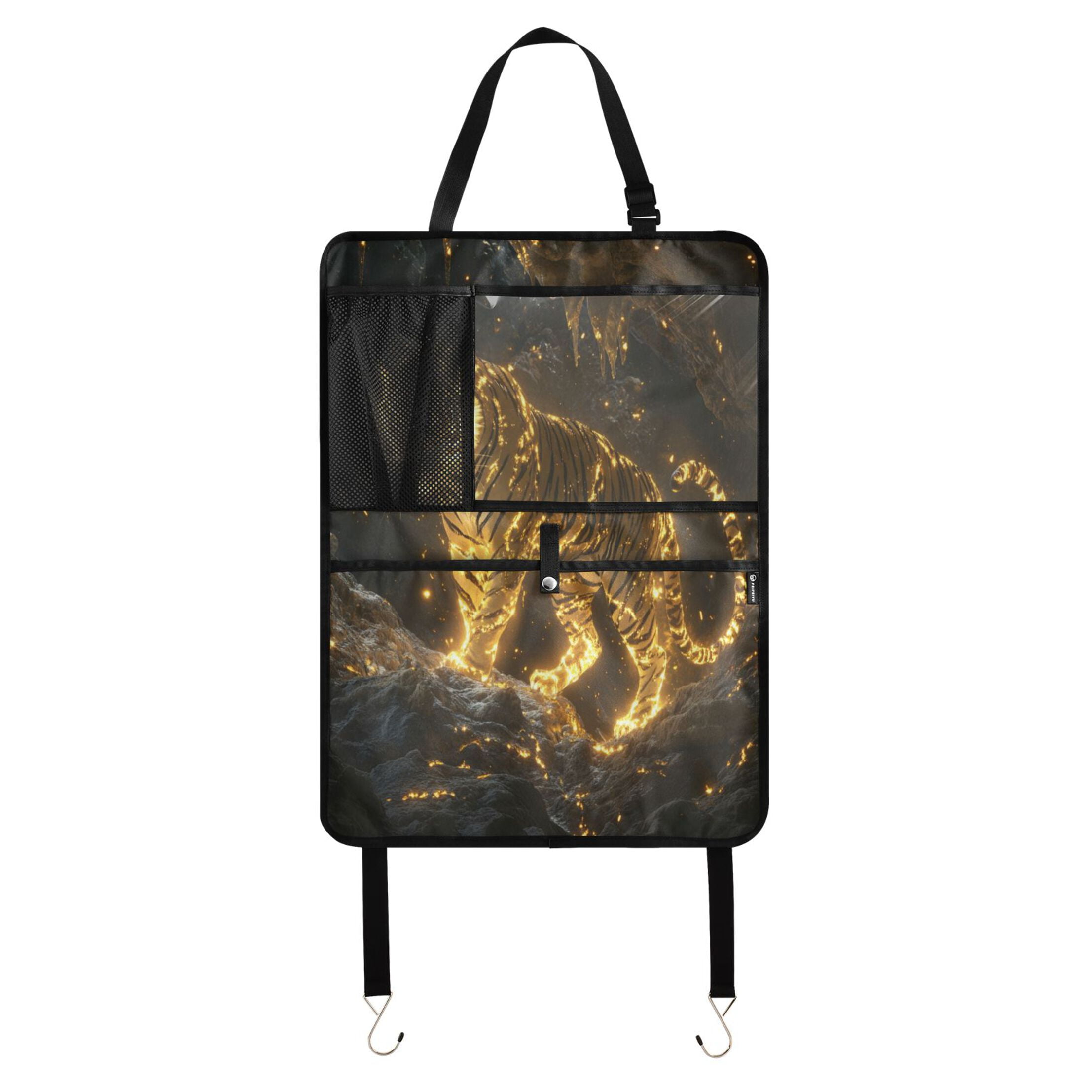 Qxltty Golden Tiger Car Seat Back Protectors 2 pack with 3 Pocket ...