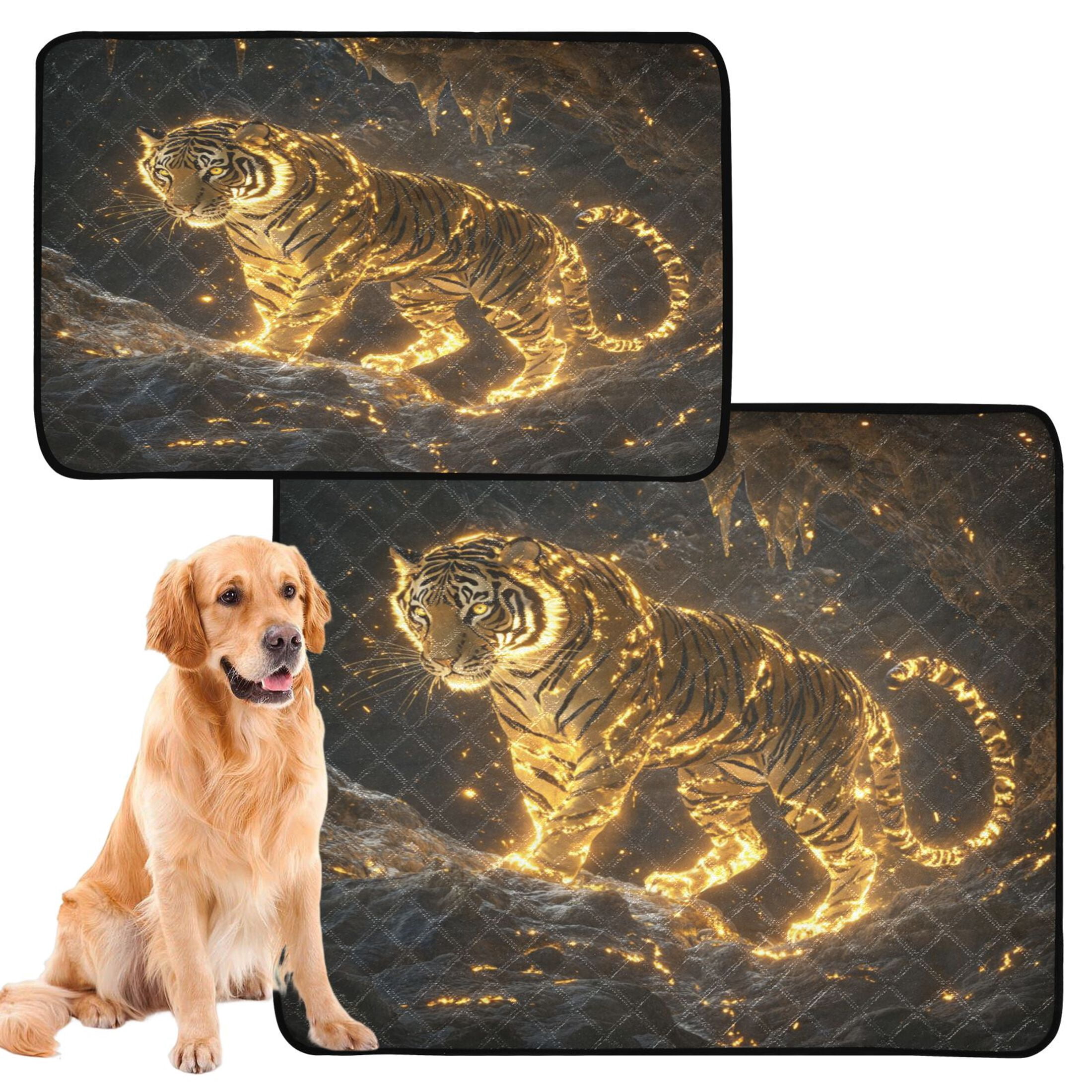 Qxltty Golden Tiger Cat litter Pads Pet Set of 2 Diaper Mats Center ...