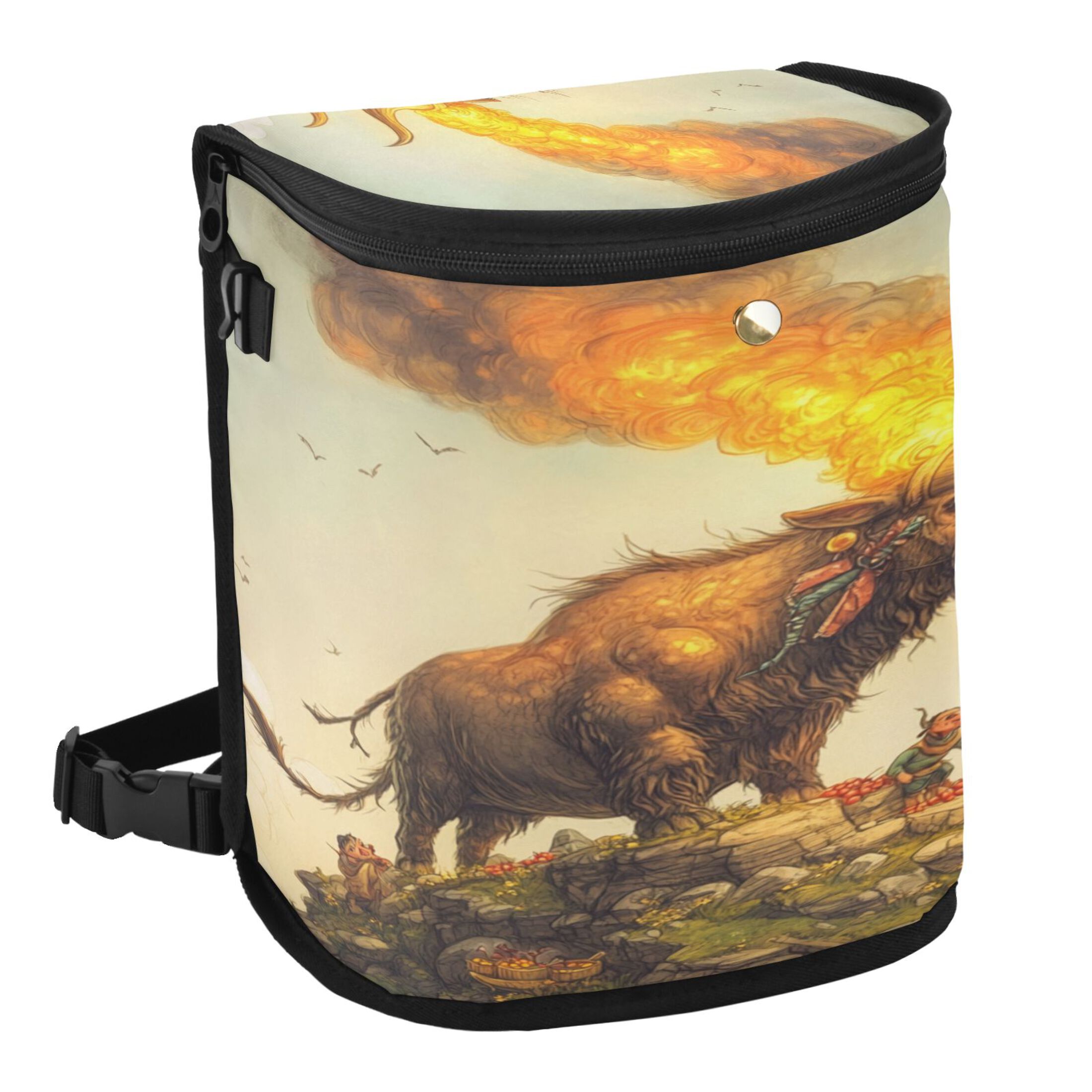 Qxltty Great Fire Cow Pattern Car Trash Can with Lid Vehicle Backseat ...