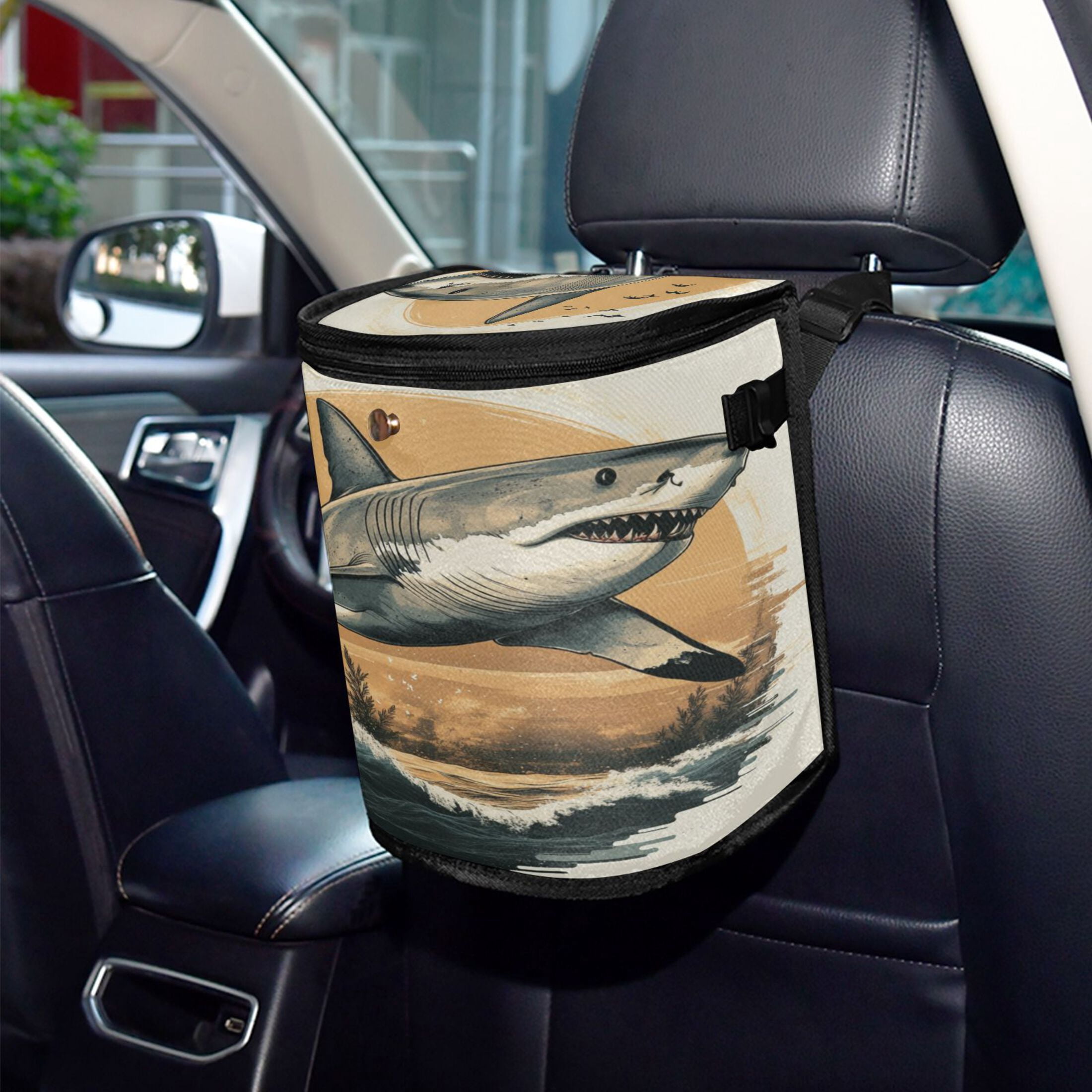 Qxltty Great White Shark on The Oceans Illustration Car Trash Can with ...